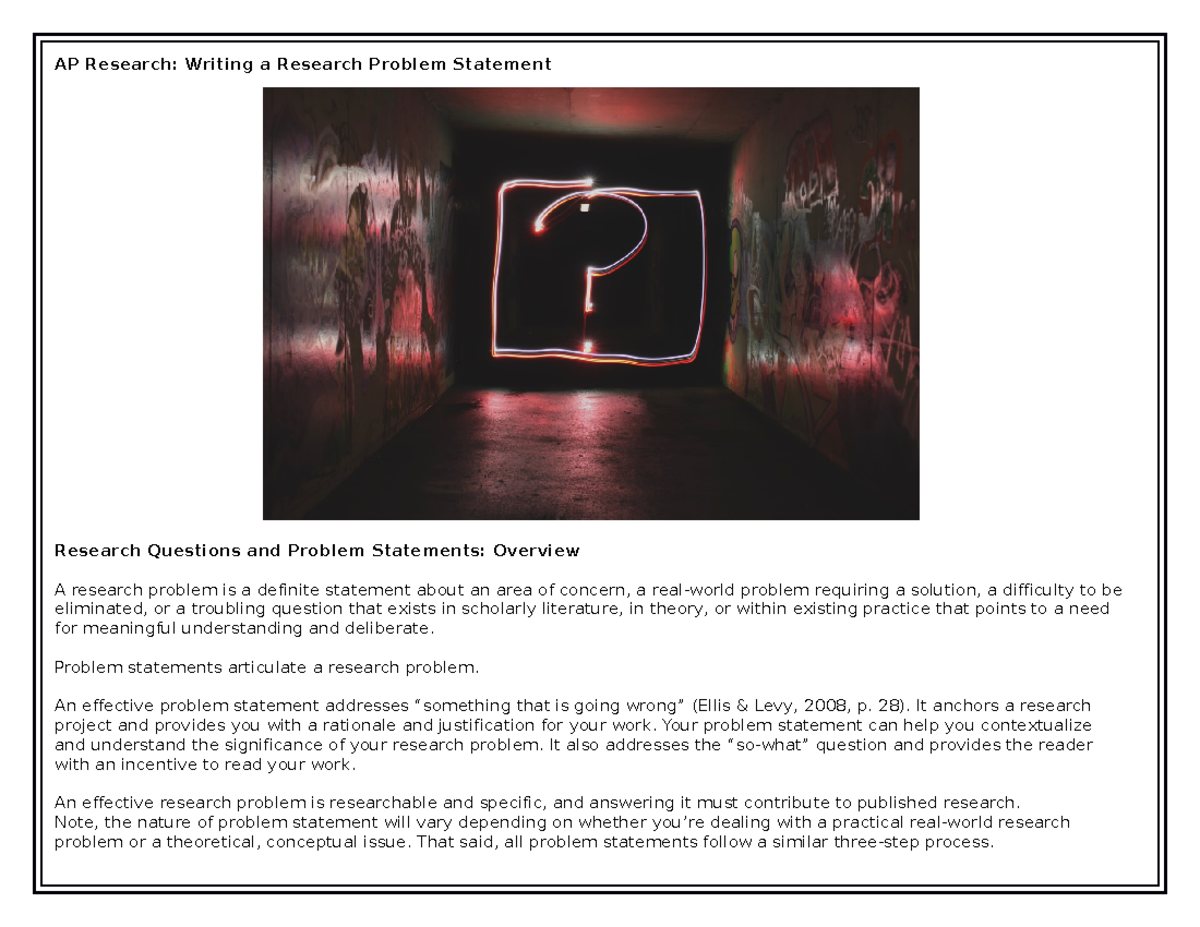 AP Research: Crafting an Effective Research Problem Statement - Studocu