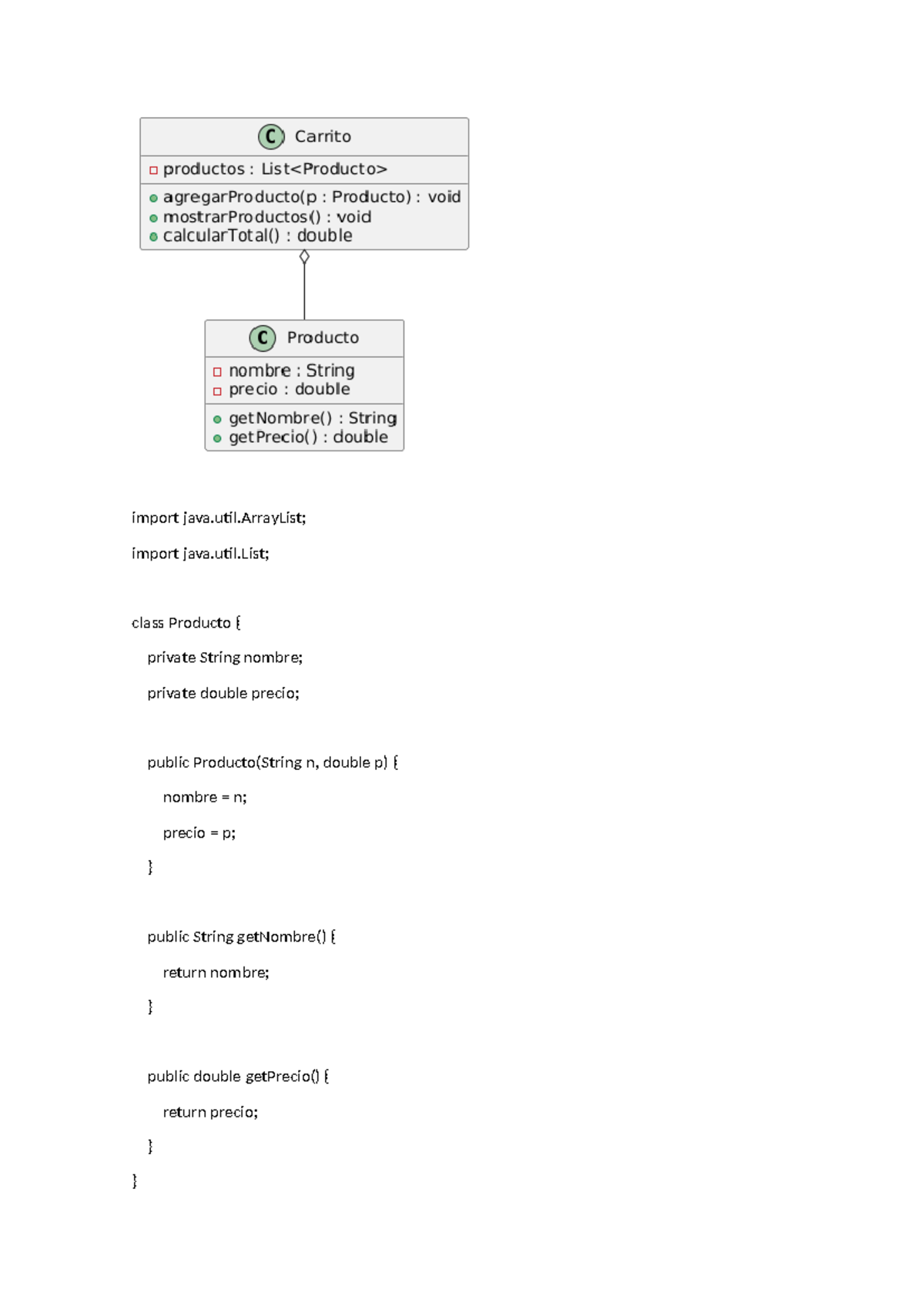 Ejer - Kmskwnsndsbs - import java.util; import java.util; class Producto { private String nombre ...