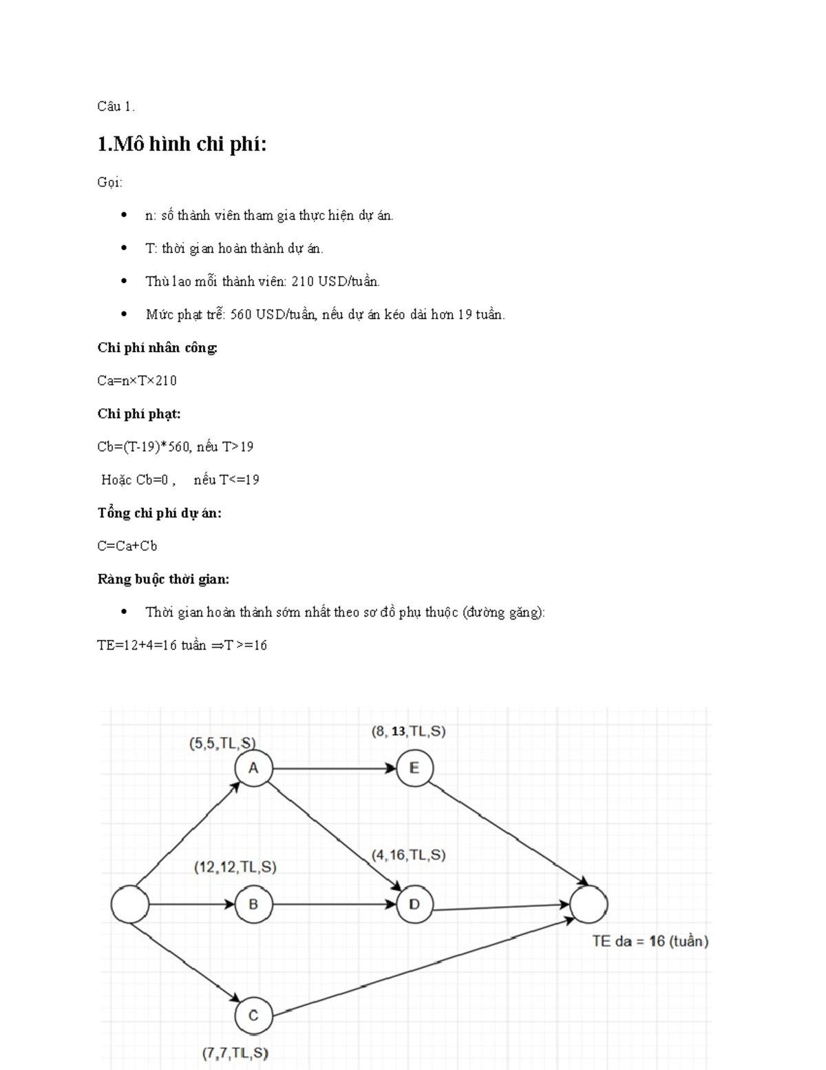 Câu 1 - Mô Hình Chi Phí Dự Án và Phân Công Nhân Sự - Studocu
