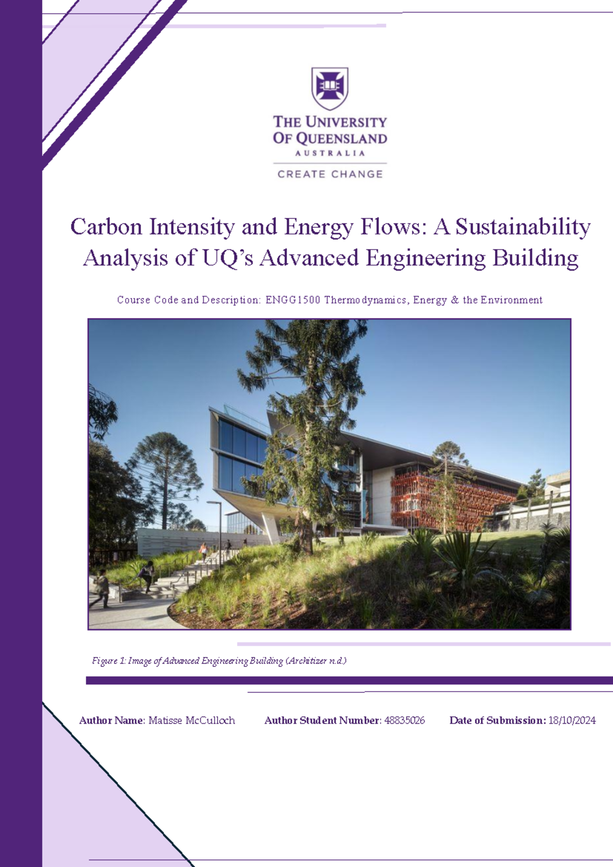 Case Study - ENGG1500 Sustainable Energy Systems: AEB Analysis ...