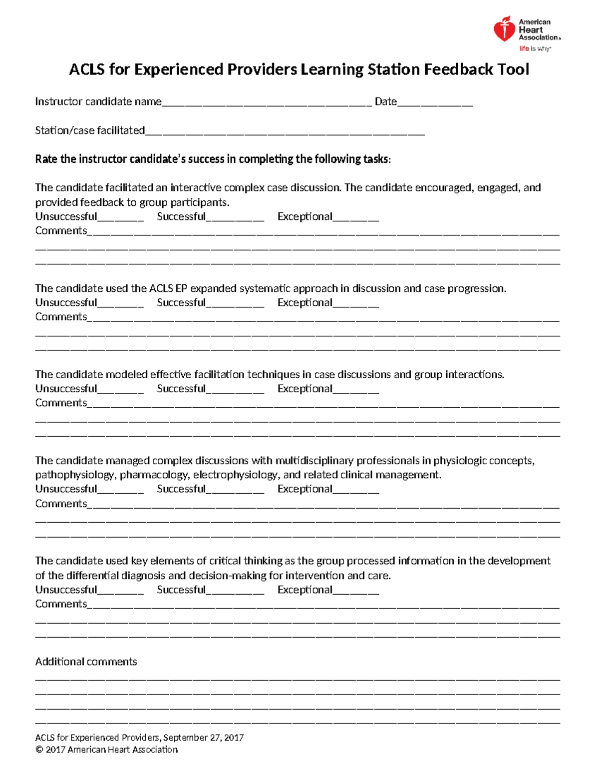 ACLS for Experienced Providers Learning Station Feedback Tool ucm ...