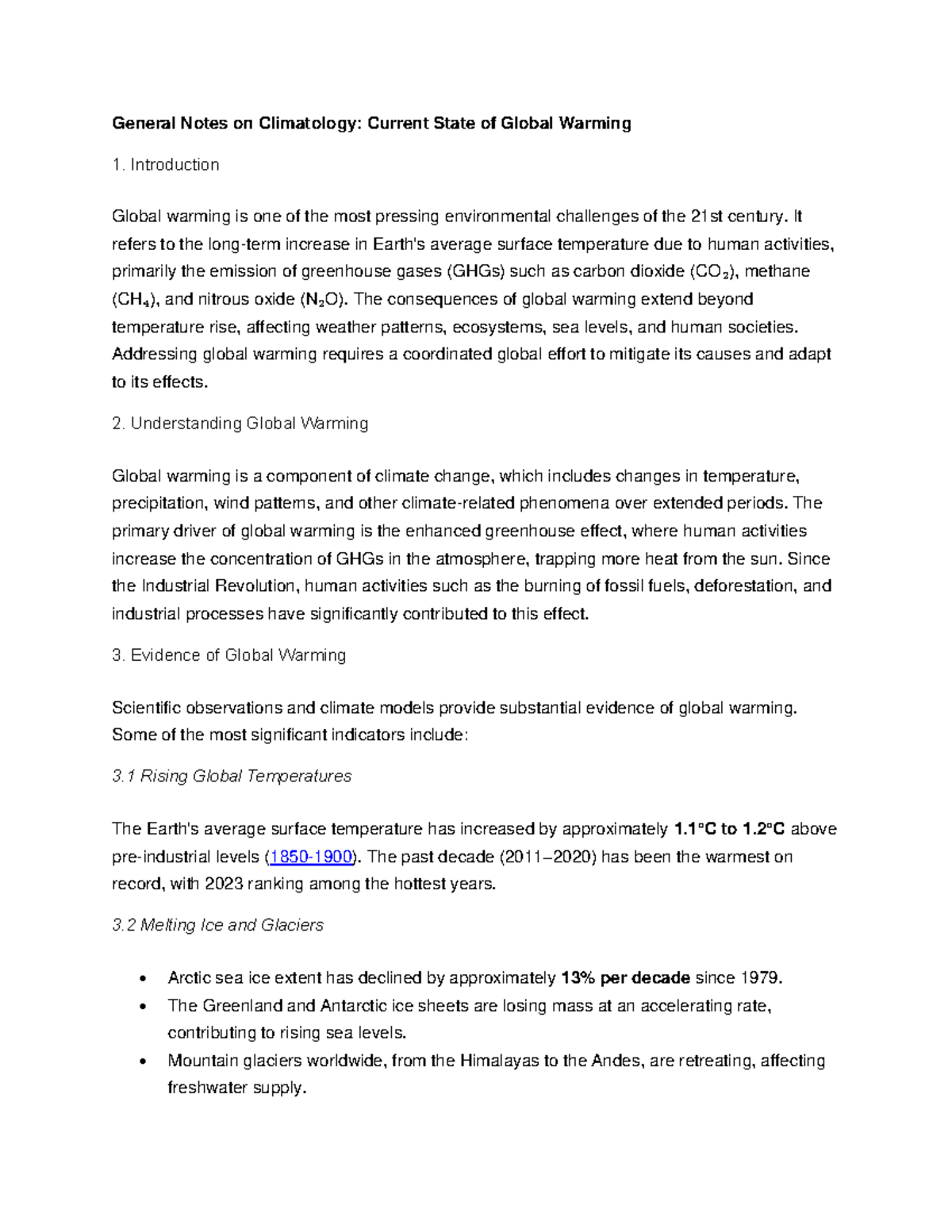 Document - second year notes - General Notes on Climatology: Current ...