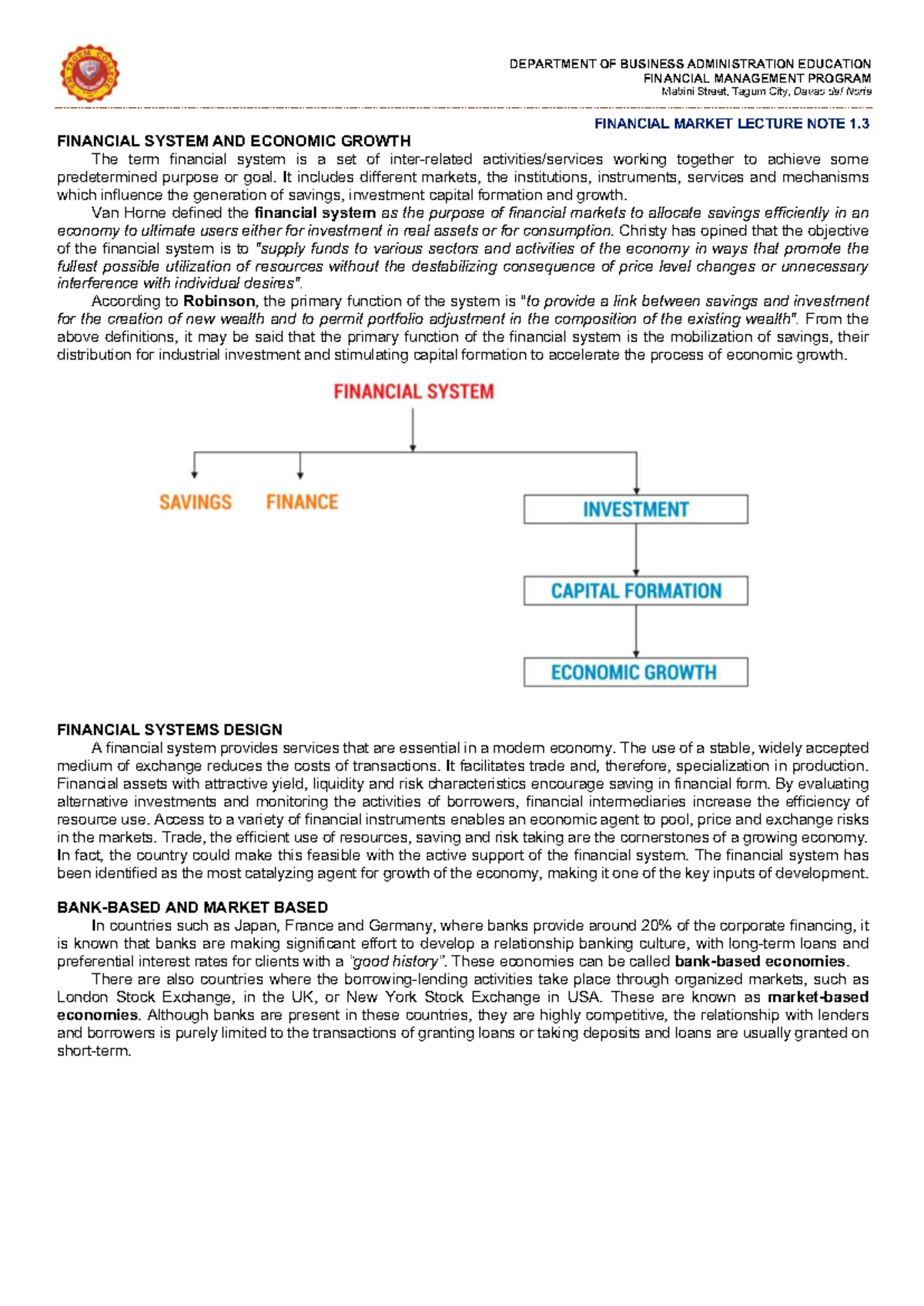 FIN 101: Financial Market Lecture Note 1.3 - Financial System & Growth ...