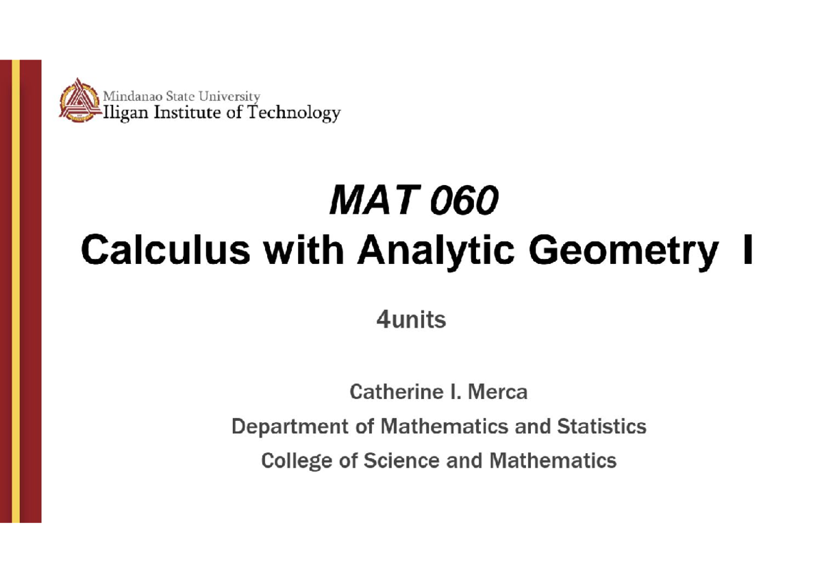 MAT 060 Final Exam Study Guide: Calculus & Analytic Geometry I - Studocu