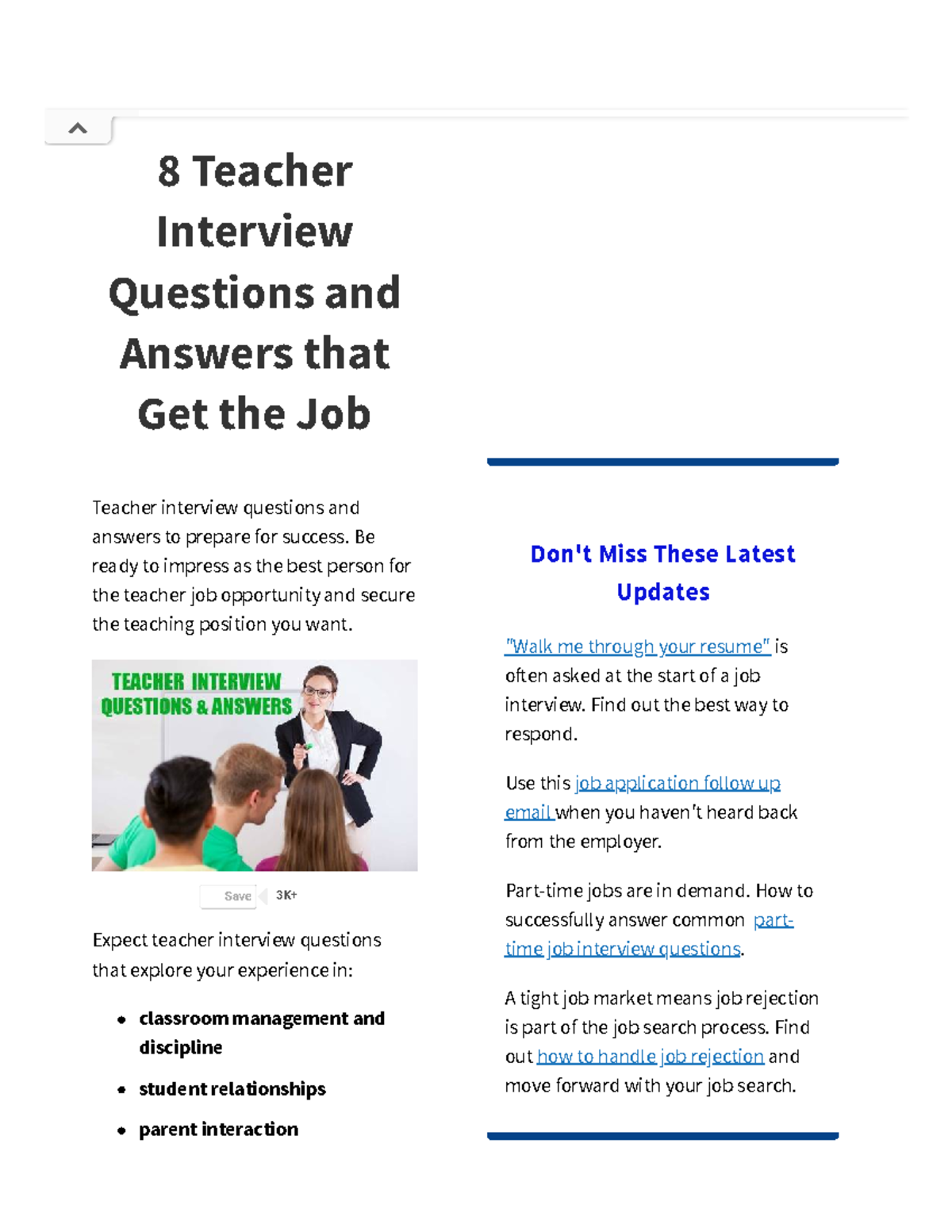 8 Teacher Interview Questions and Answers - »Key Teacher Interview ...