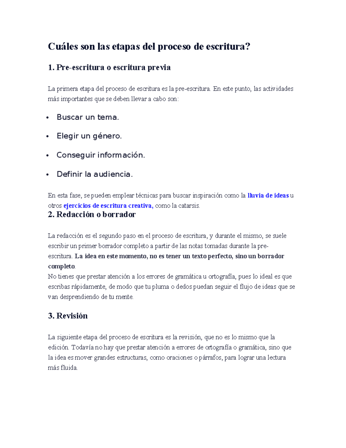 Etapas del Proceso de Escritura: Guía Completa para Estudiantes - Studocu