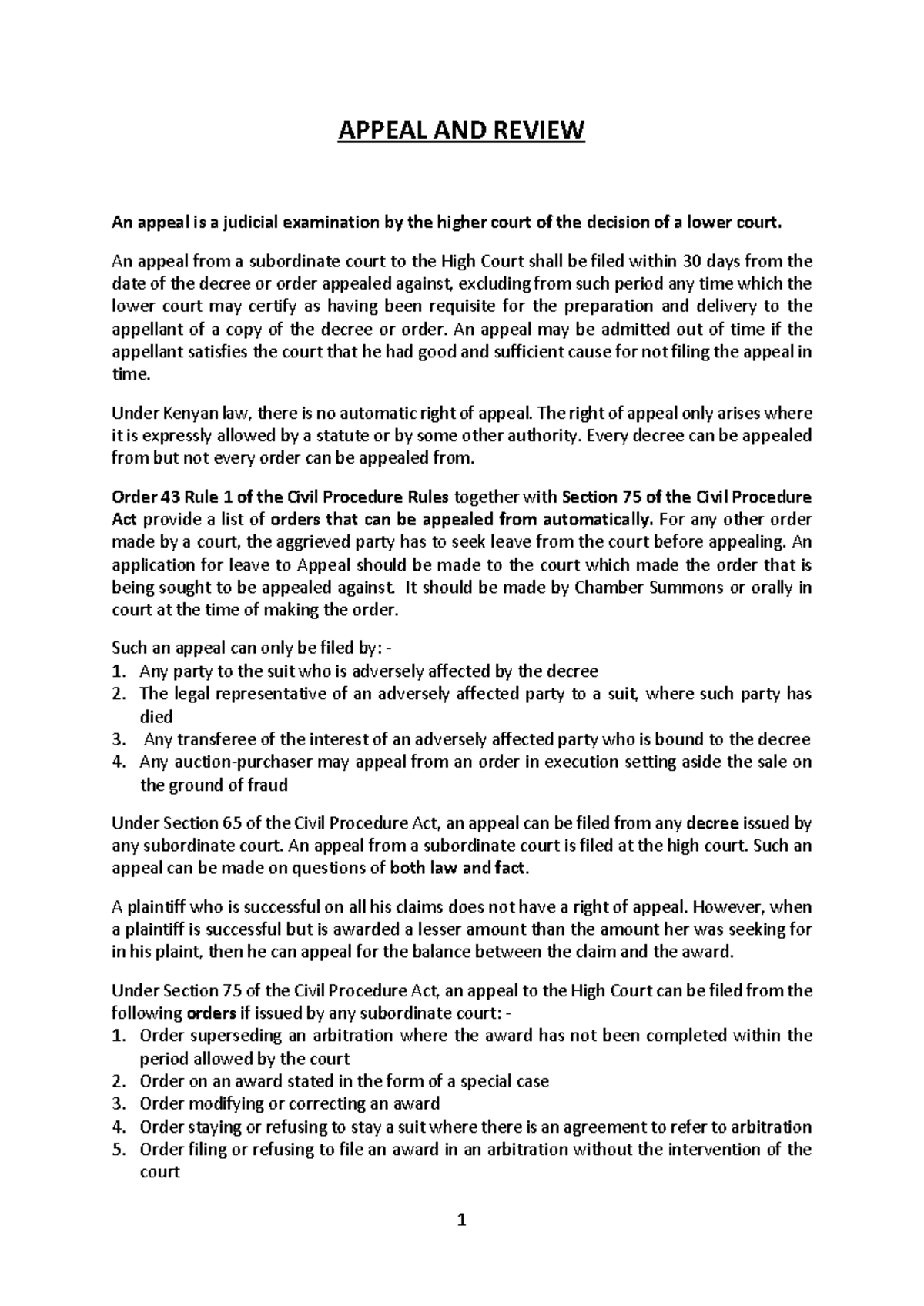 09 Appeal Review - Comprehensive Revision Notes and Guidelines - Studocu
