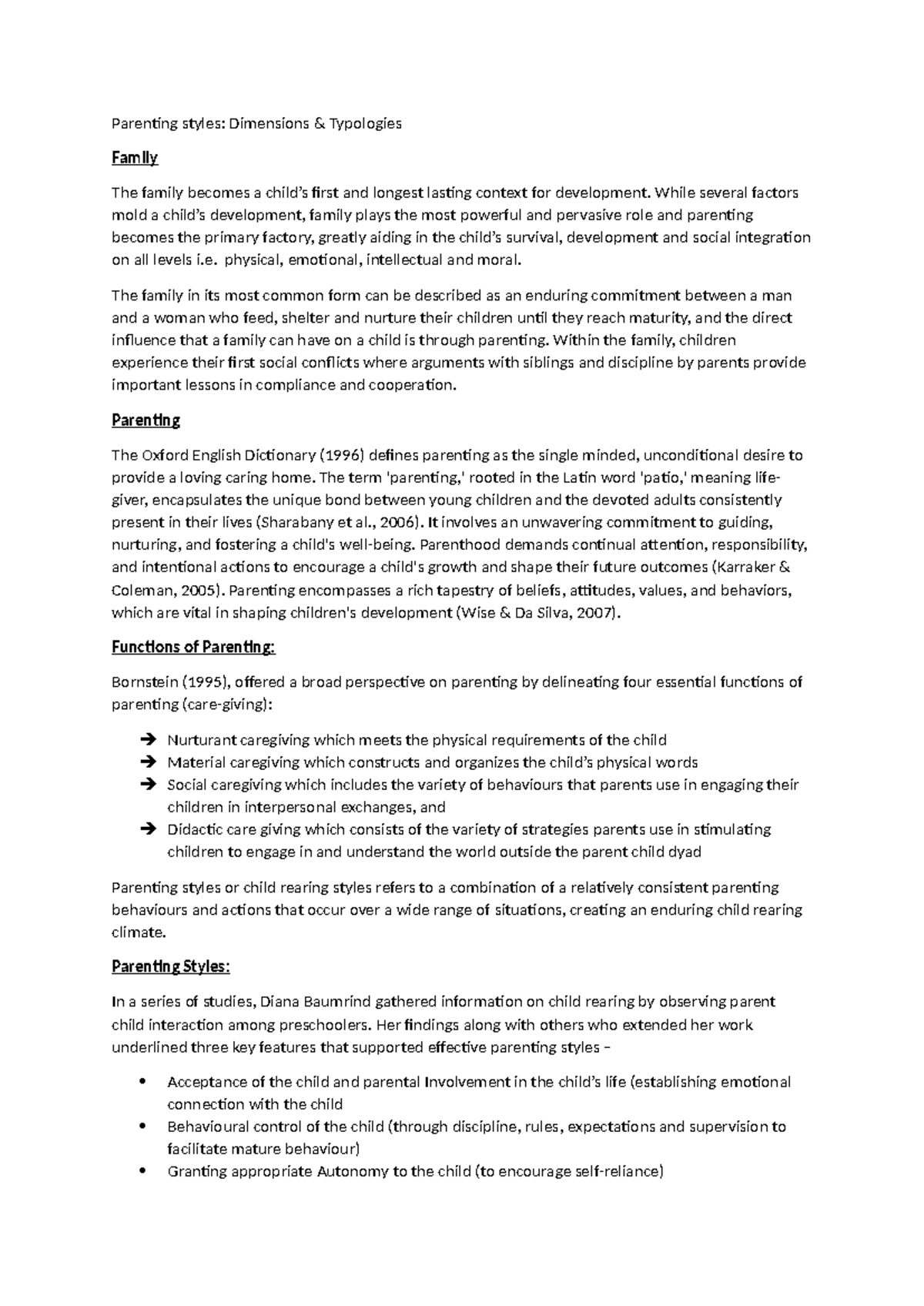 Parenting Styles: Dimensions and Impact on Child Development - Studocu