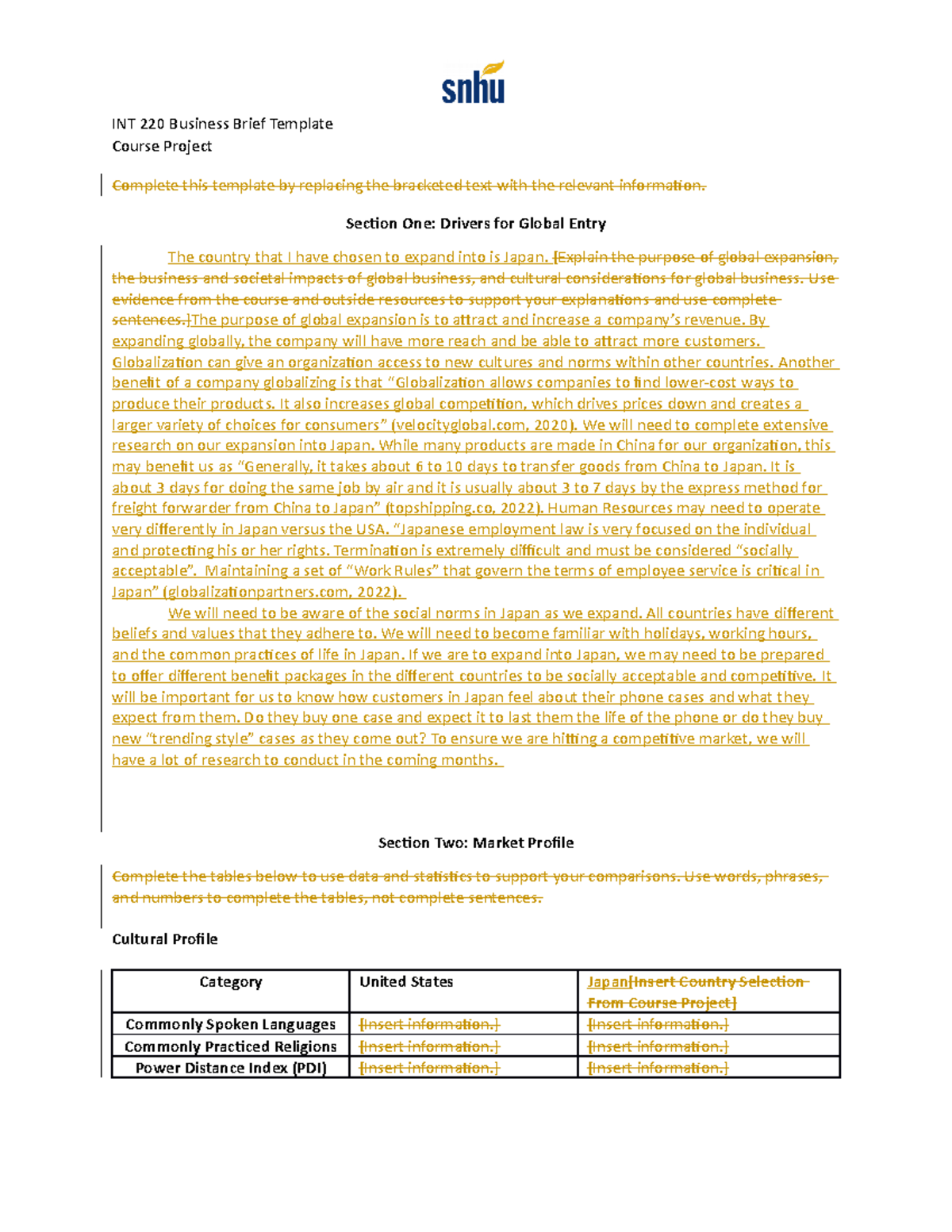INT 220 Business Brief Milestone One - INT 220 Business Brief Template ...