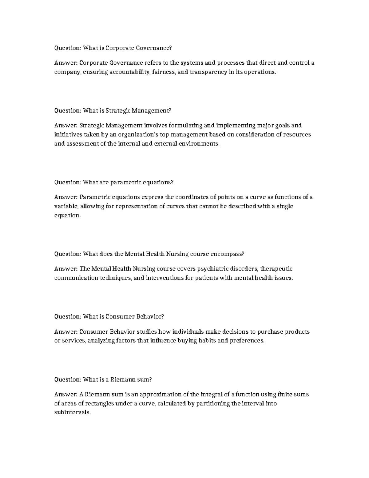 Corporate Governance & Strategic Management Overview (Course Code: Mugg ...