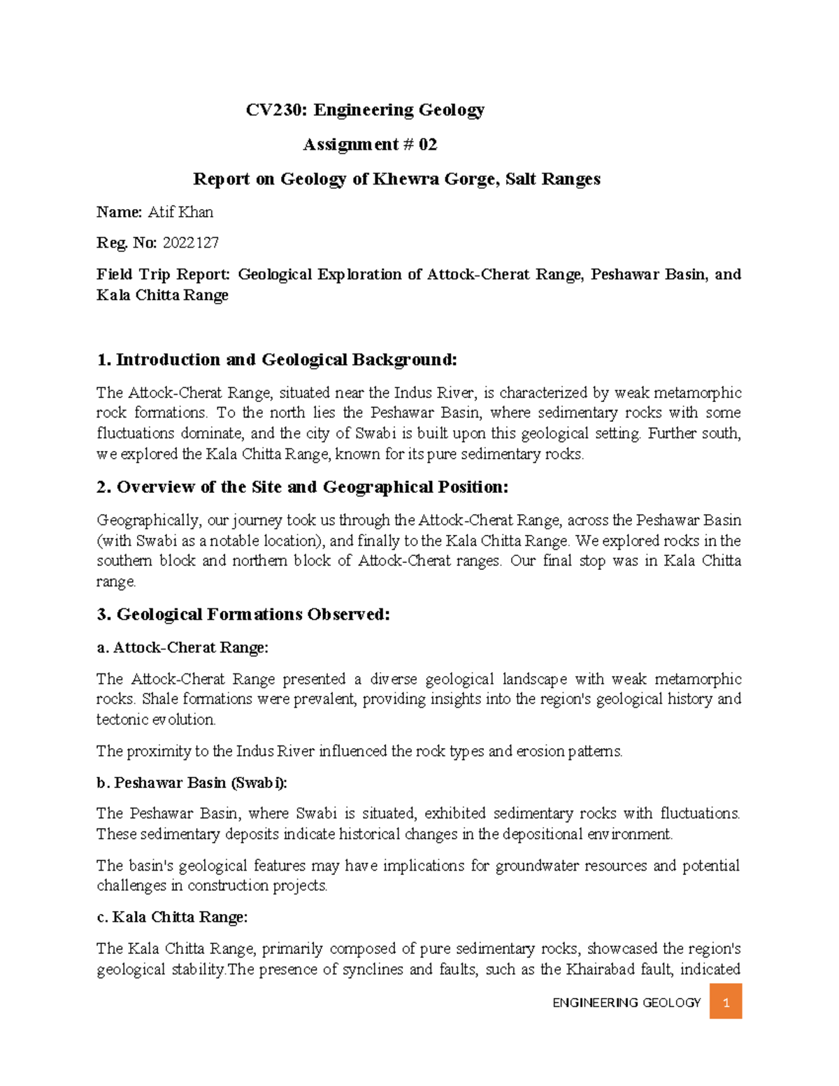 CV230: Geology Field Trip Report - Exploration of Khewra Gorge & Ranges ...