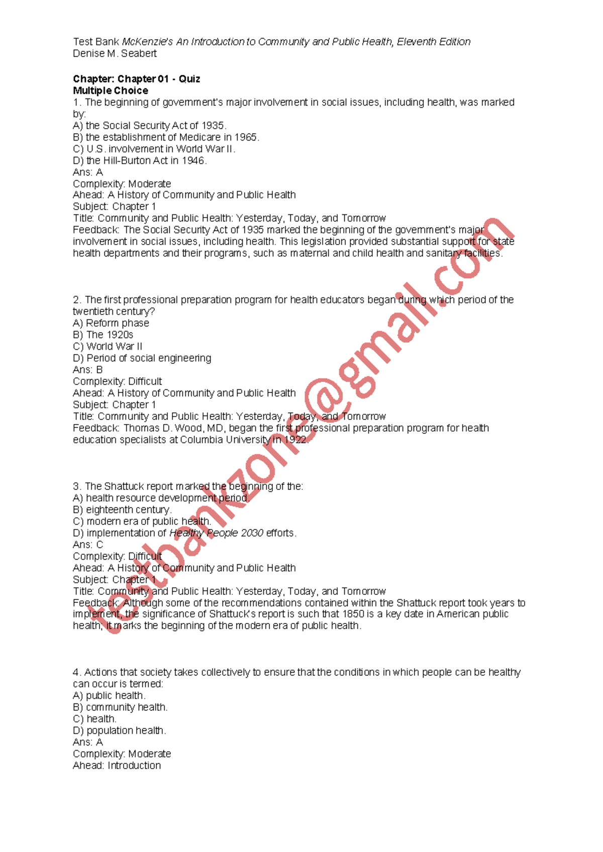 Quiz: Community and Public Health (CPH 101) - Chapter 1 Test Bank - Studocu