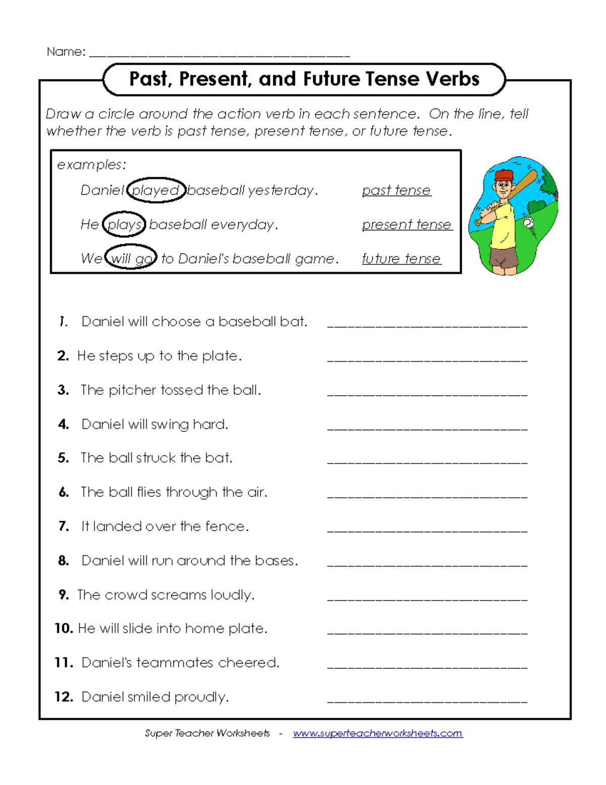 Grade 3 Worksheet: Simple Tenses of Verbs - Past, Present, Future - Studocu