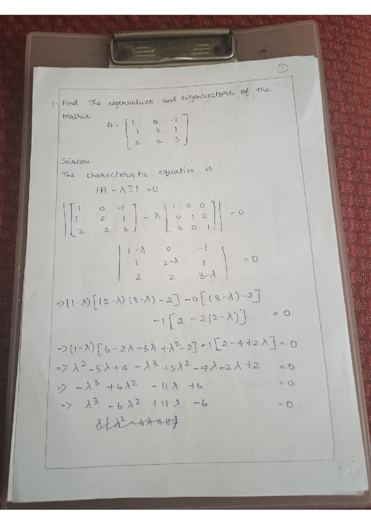 Calculas and linear algebra - 1 1. Find the eigenvalues and eigenvectors of the matrix 1 I 2 2 3 ...