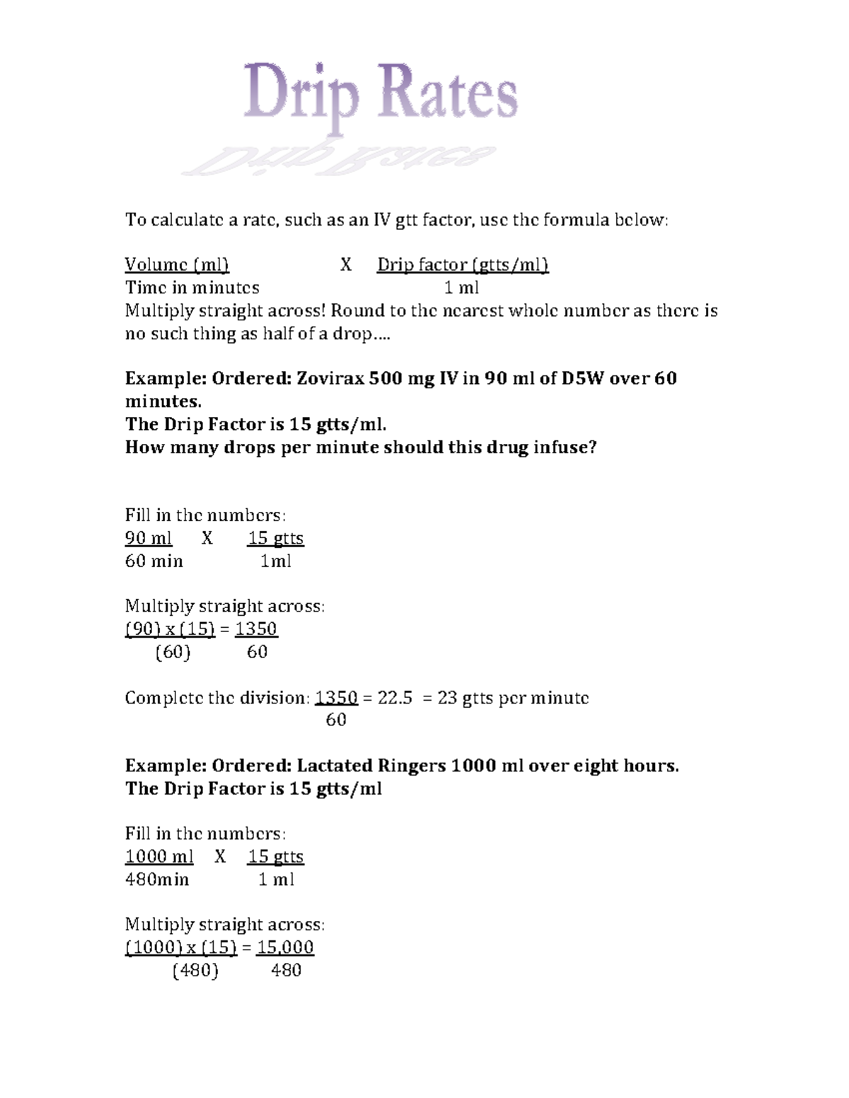 IV Drip Rate Calculation Guide: Essential Formulas & Pediatric Dosing ...