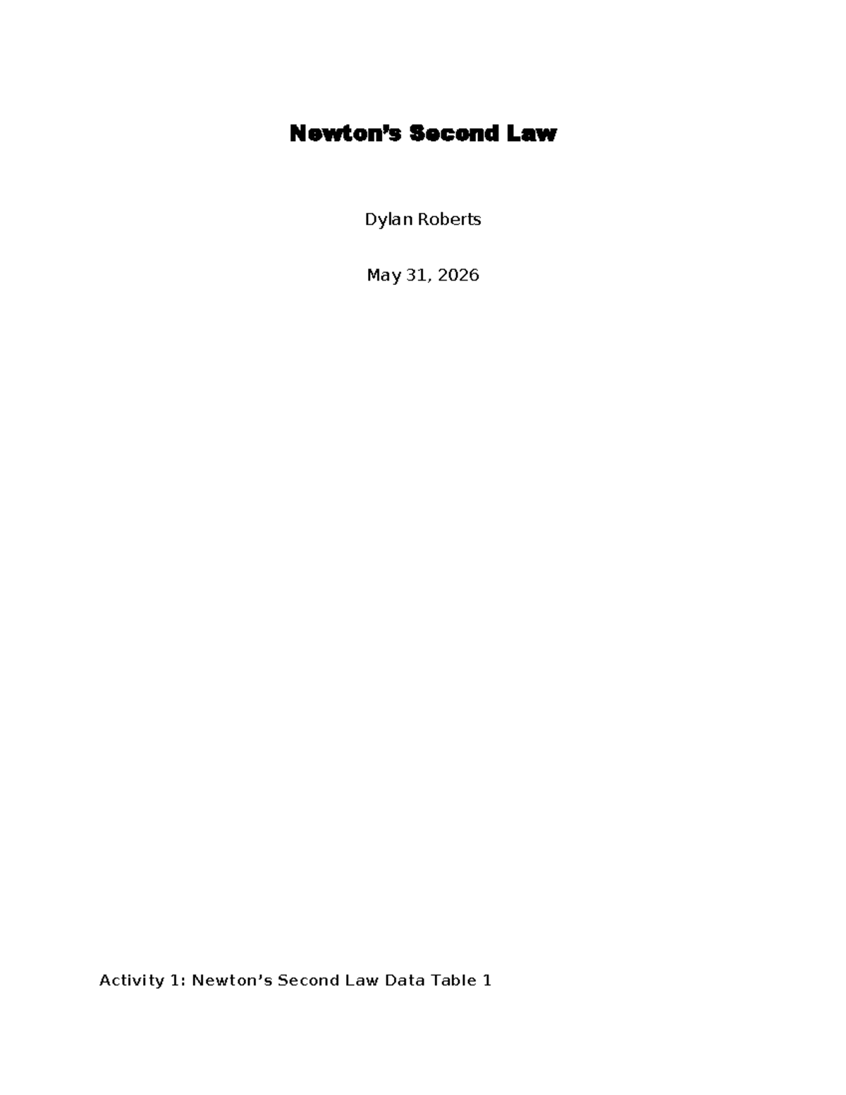 4-2 Lab: Newton's Laws 2nd Lab Report on Second Law Analysis - Studocu