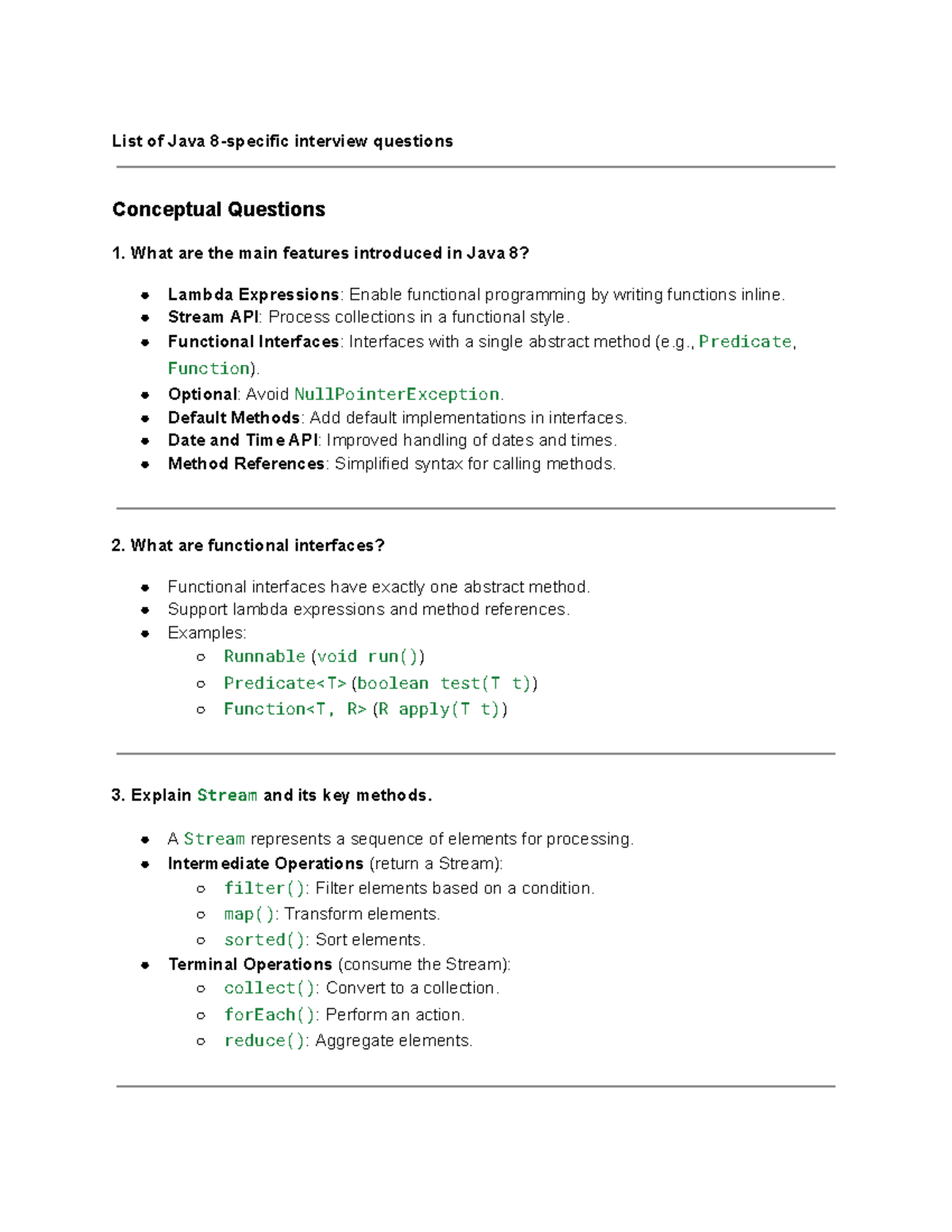 Java Notes 250918: Key Features of Java 8 Lambda Expressions - Studocu