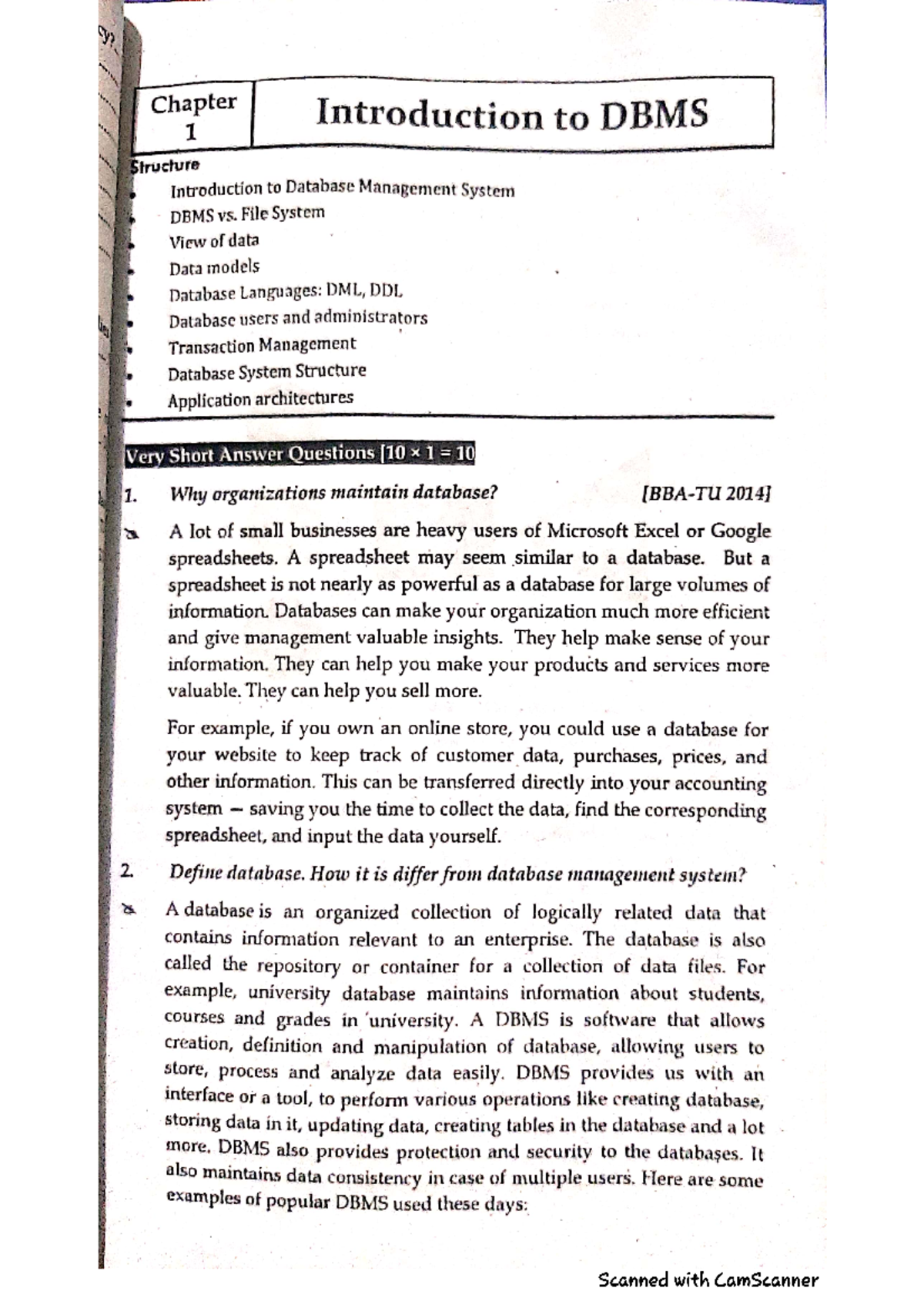 Database Solutions Overview: BBA 2nd Sem TU Study Guide - Studocu