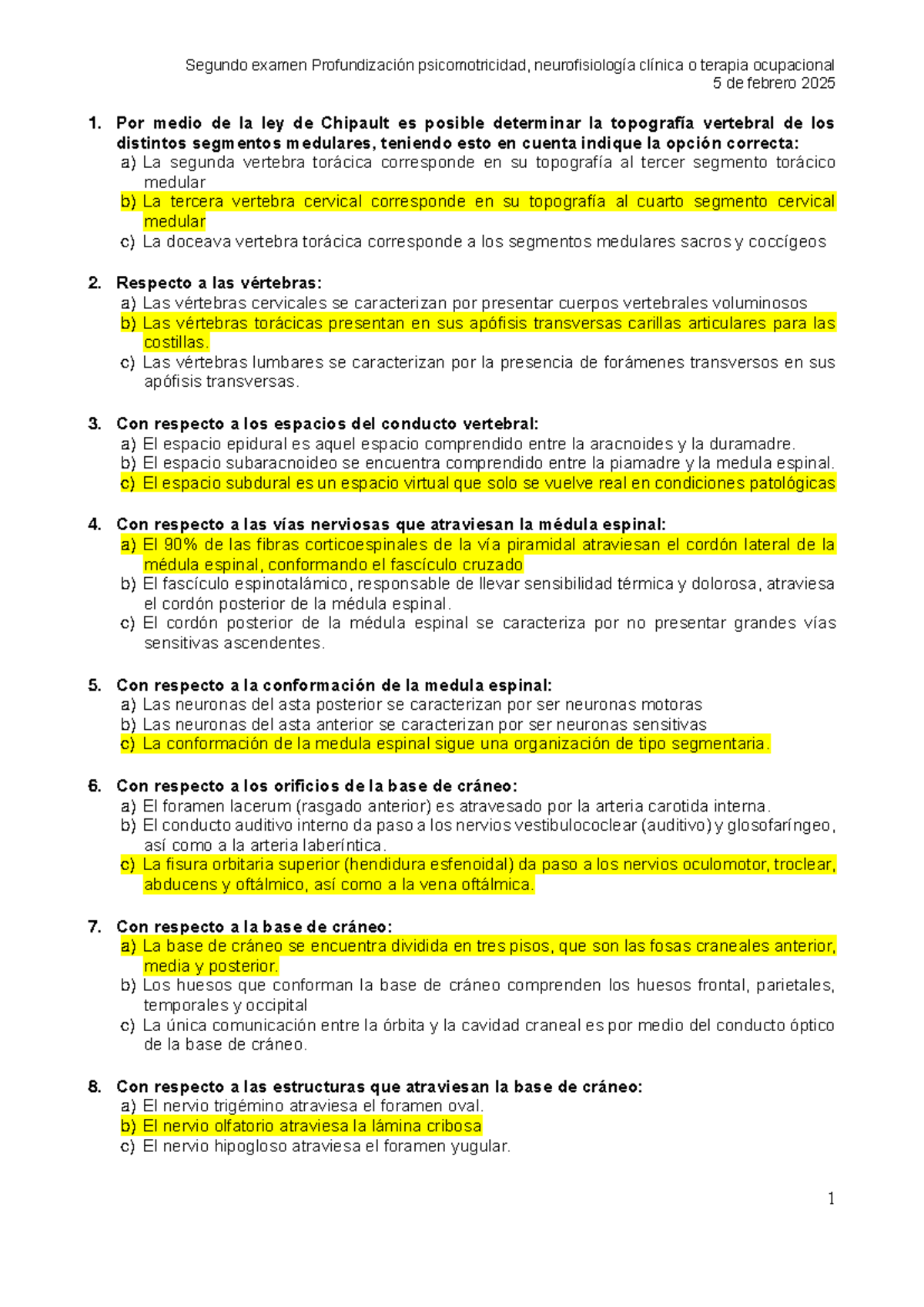 examen Psico, Neuro clinica - 5 de febrero 2025 Por medio de la ley de ...