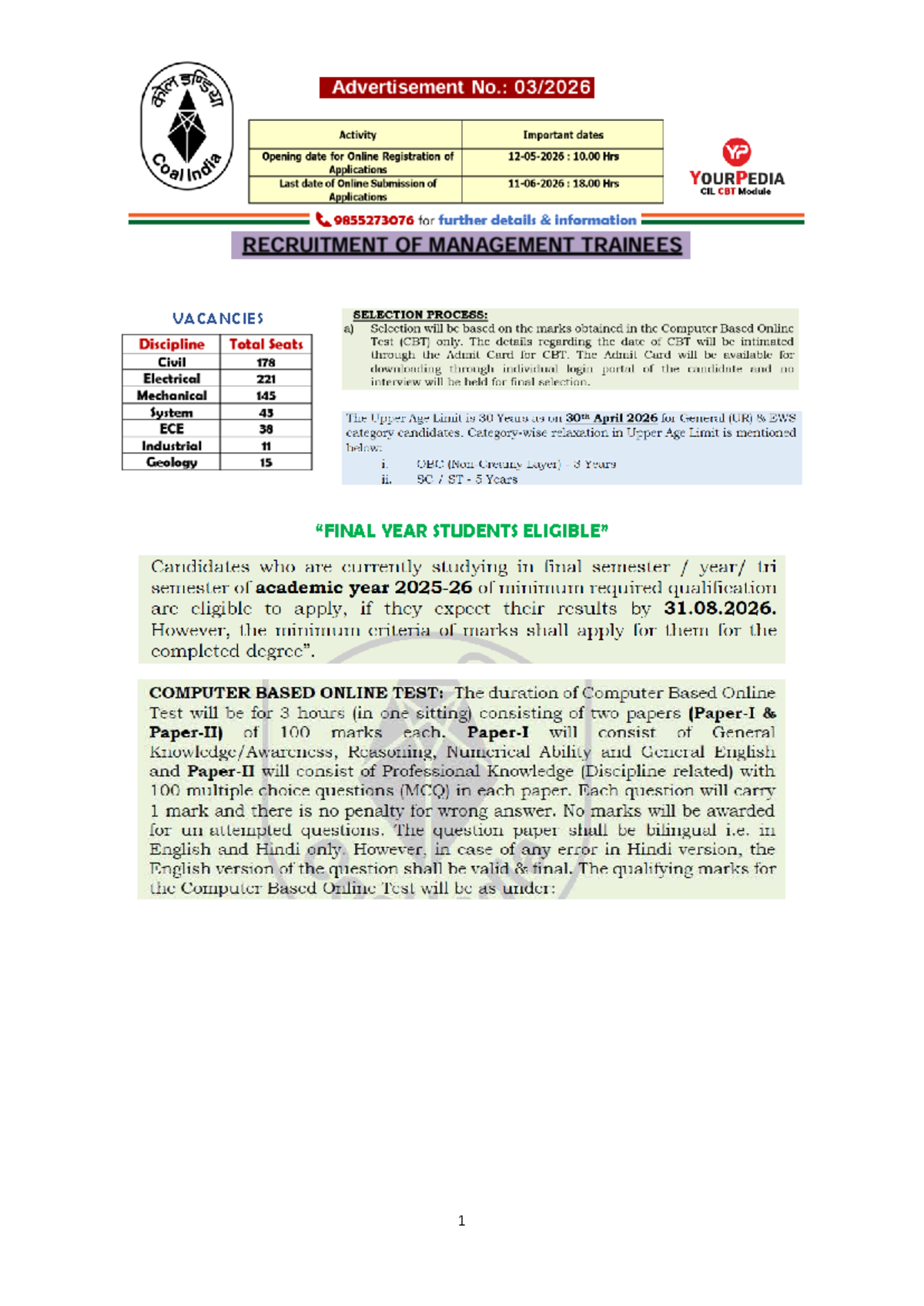 COAL India PYQ Analysis , MECH ENGG - electromagnetic field - 1 ...