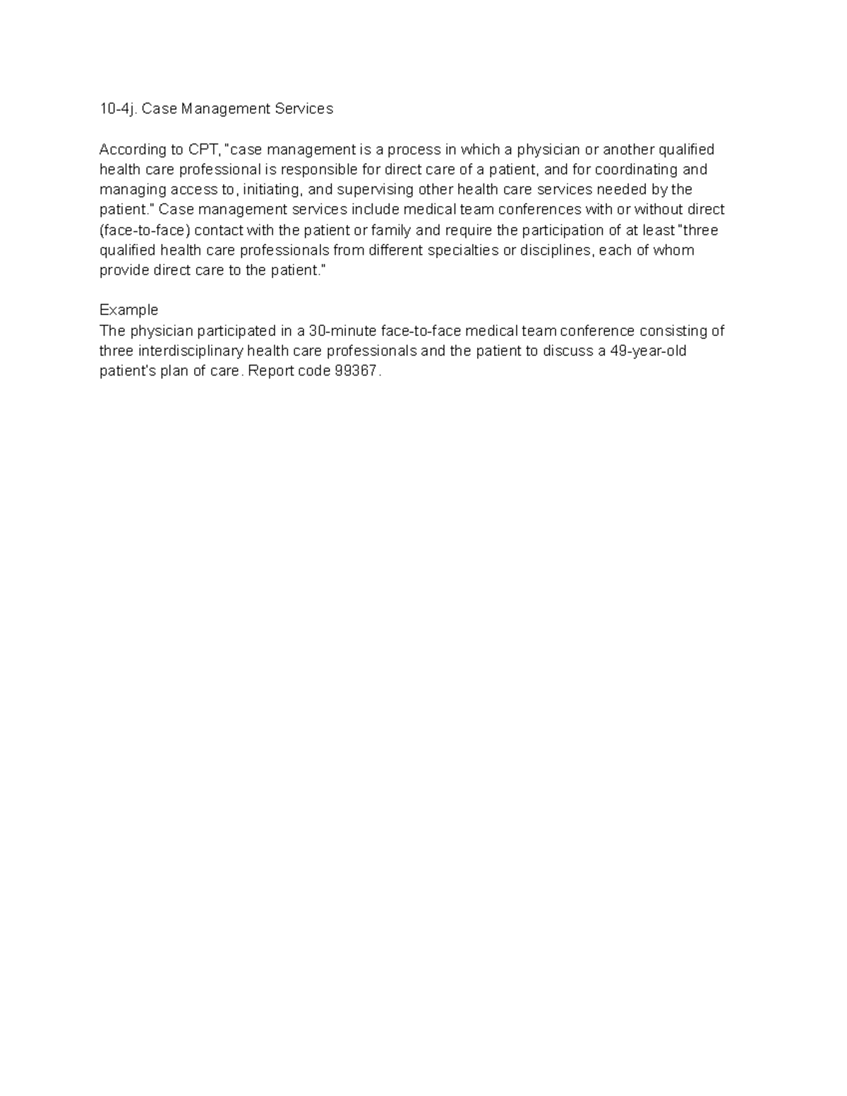 CPT Case Management Services Overview and Guidelines - Studocu