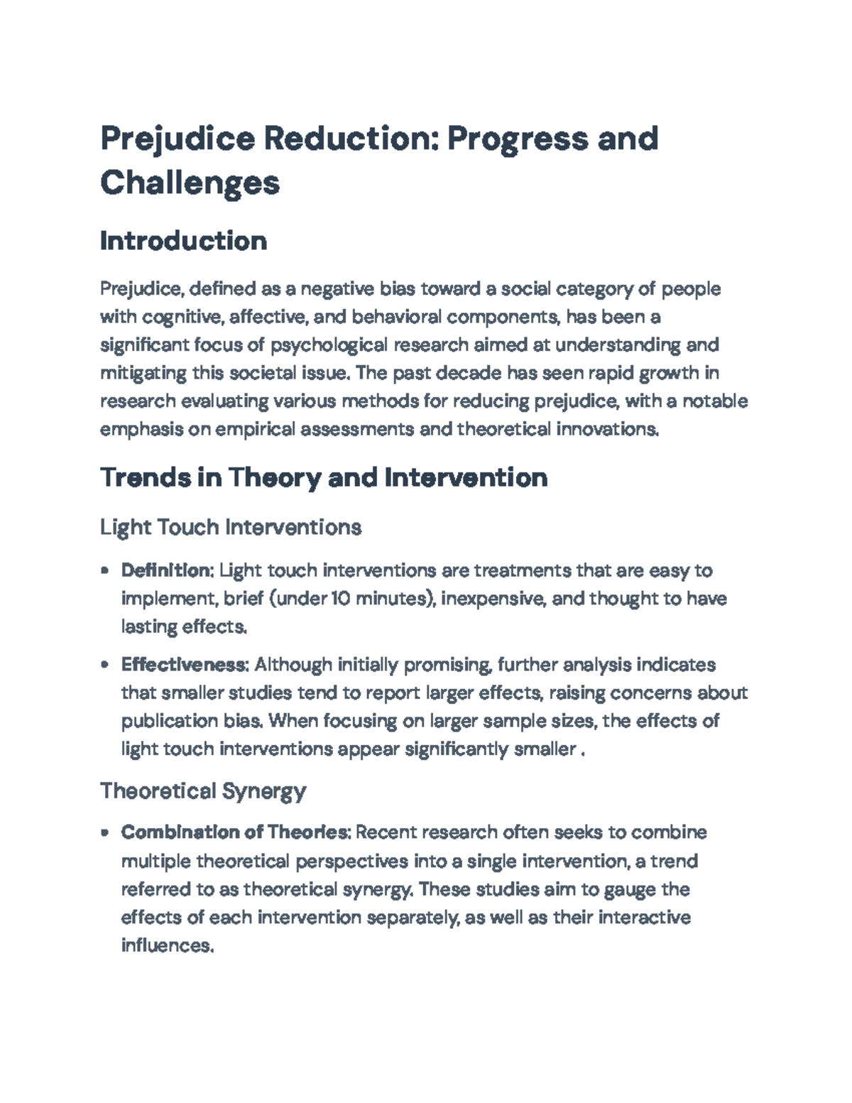 Prejudice Reduction Strategies: Progress and Challenges in Psychology ...