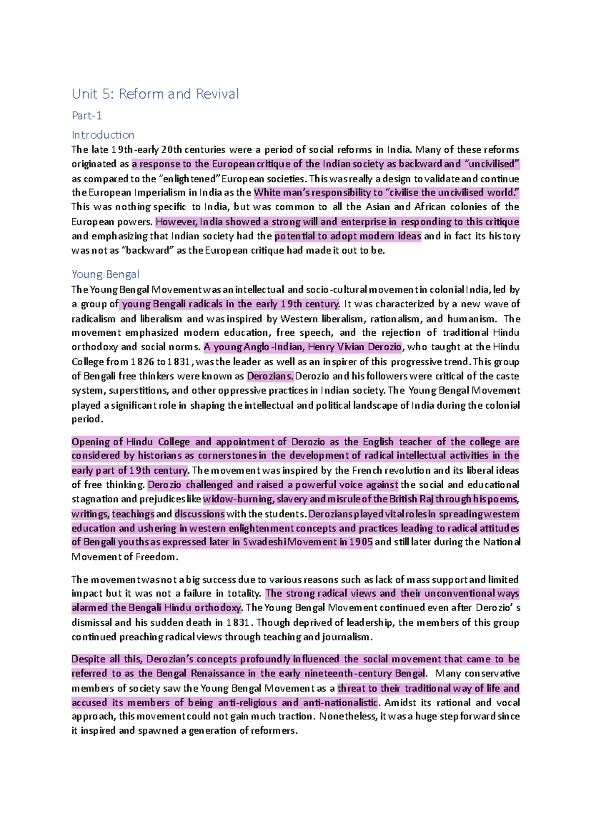 Unit 5 of HOI 6 - Unit 5: Reform and Revival Part- 1 Introduction The ...