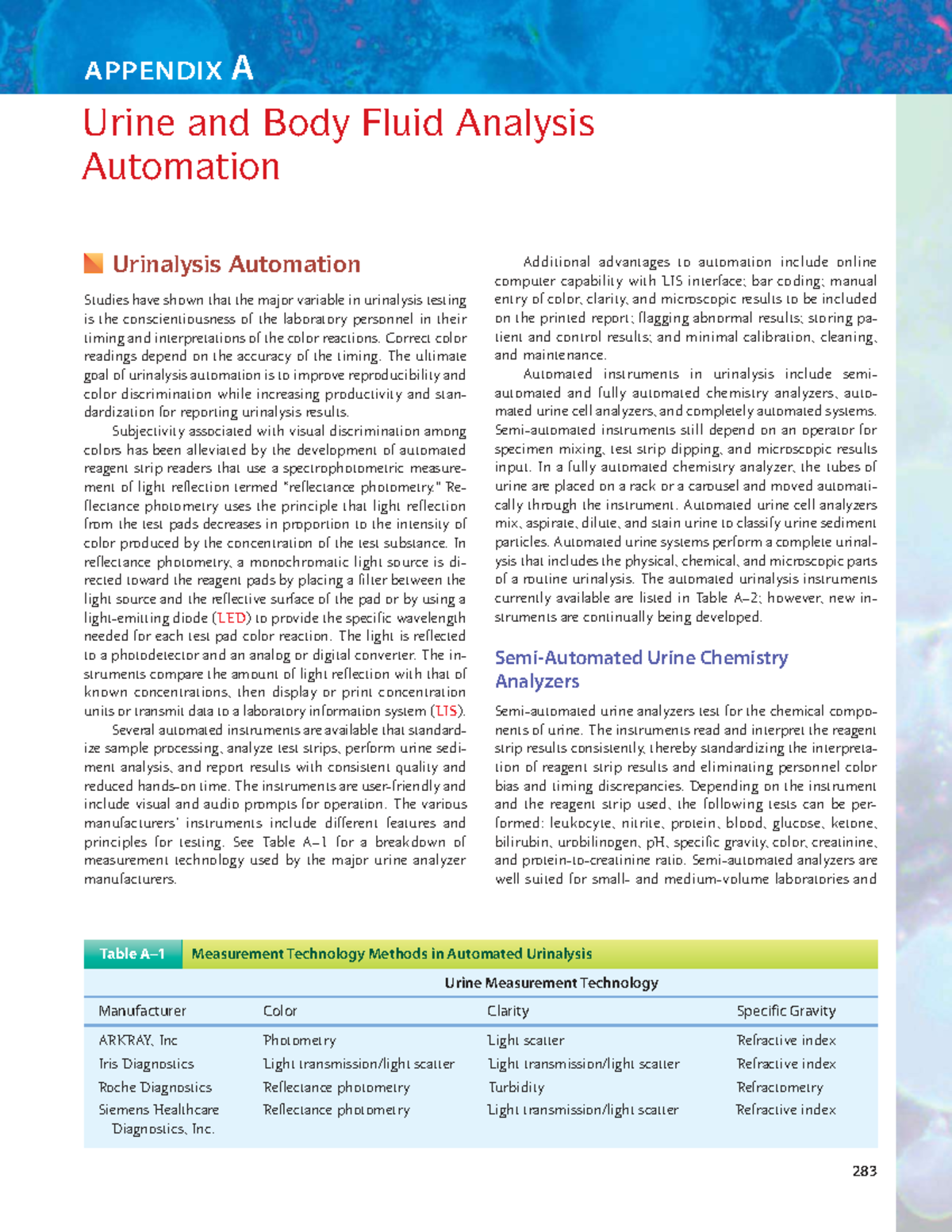 APPENDIX A: Automation in Urinalysis and Body Fluid Analysis - Studocu