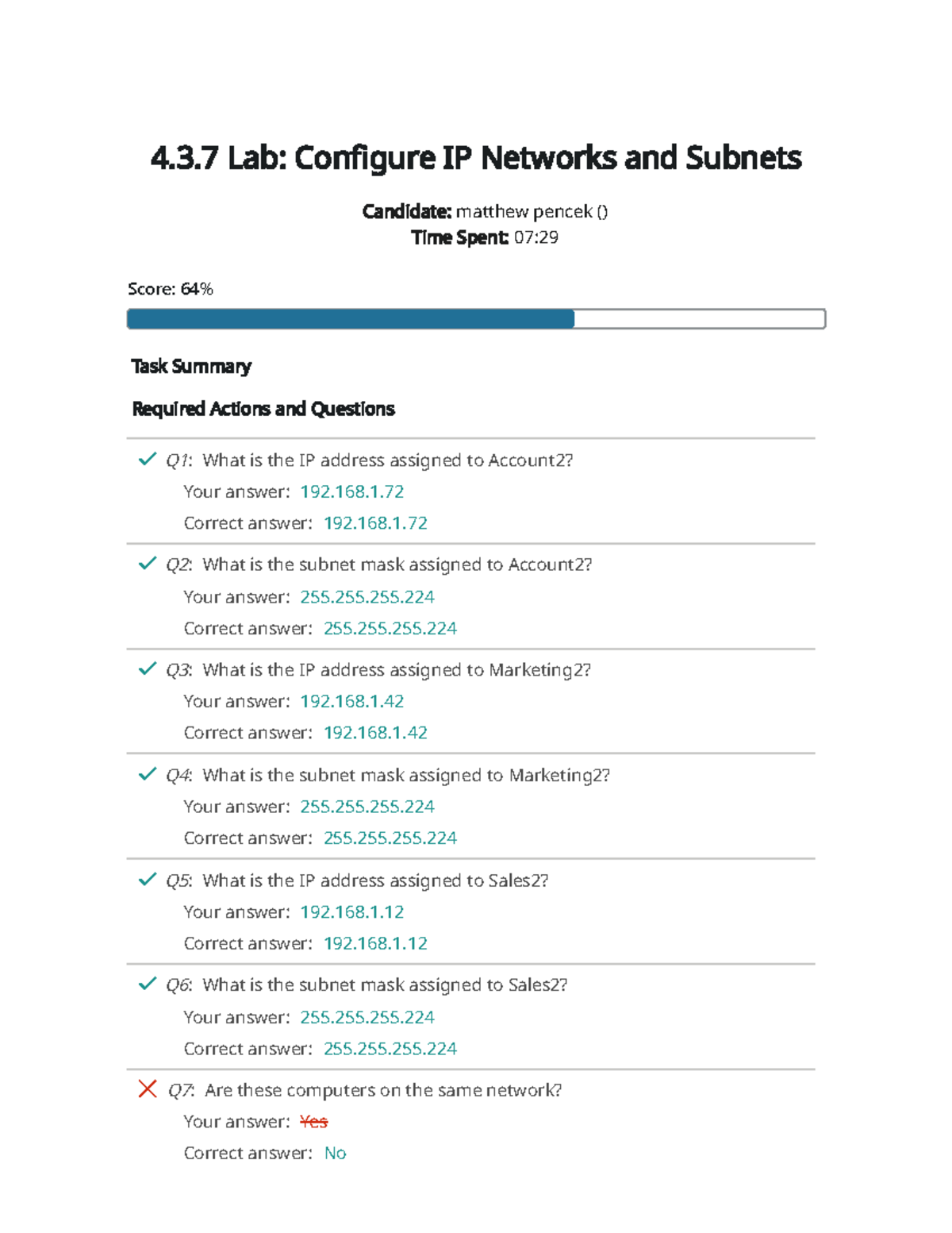 Lab: Configure IP Networks and Subnets for CompTIA Networking - Studocu