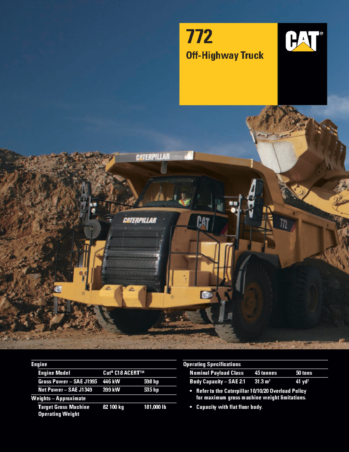Camion fuera de carretera 772 Eng - ®® Engine Engine Model Cat ® C18 ...