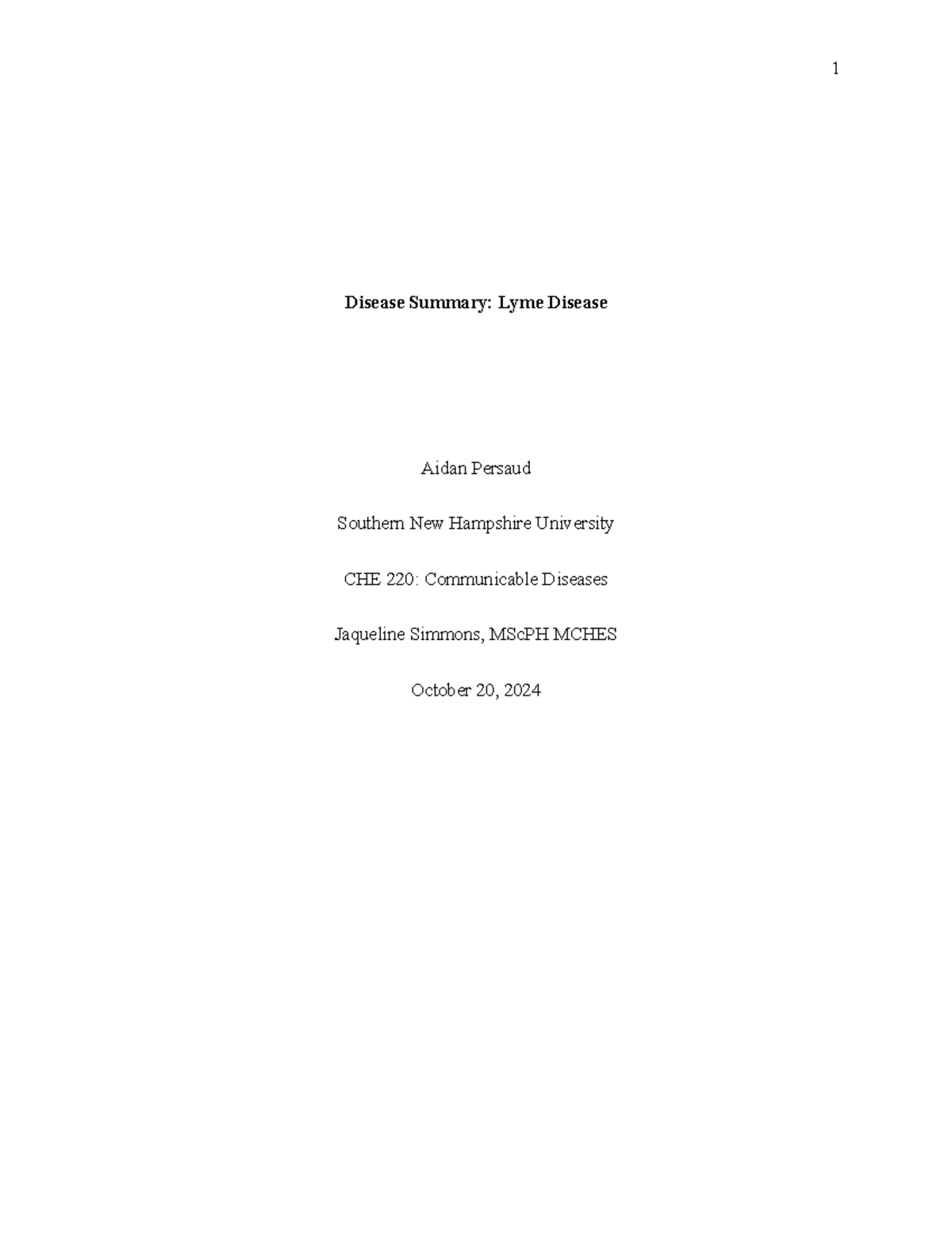 CHE 220 Module 7 Final Project - Comprehensive Lyme Disease Overview ...