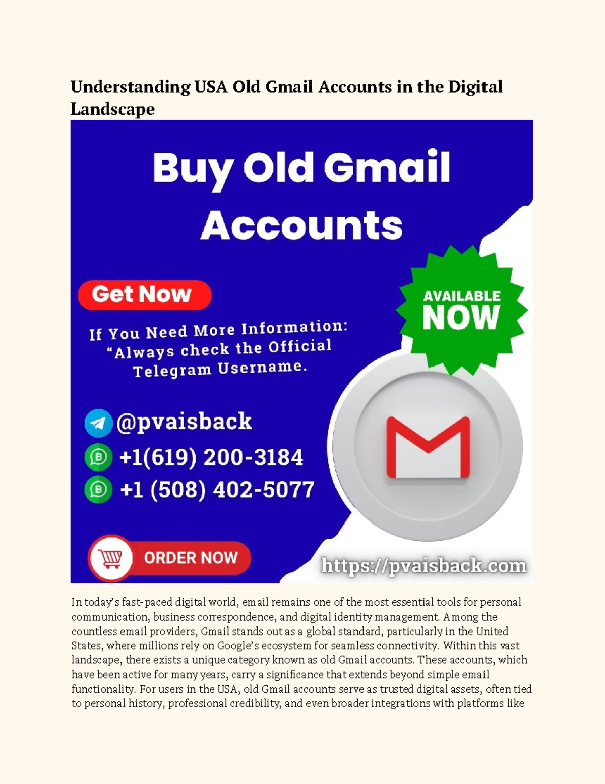 Understanding the Value of USA Old Gmail Accounts - Studocu