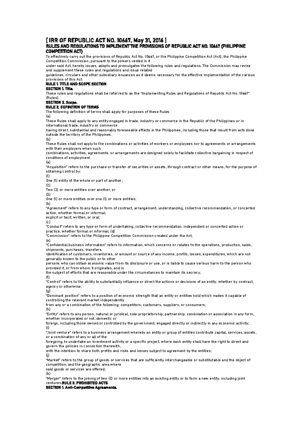 IRR of Republic Act No. 10667: Implementing Rules & Regulations - Studocu