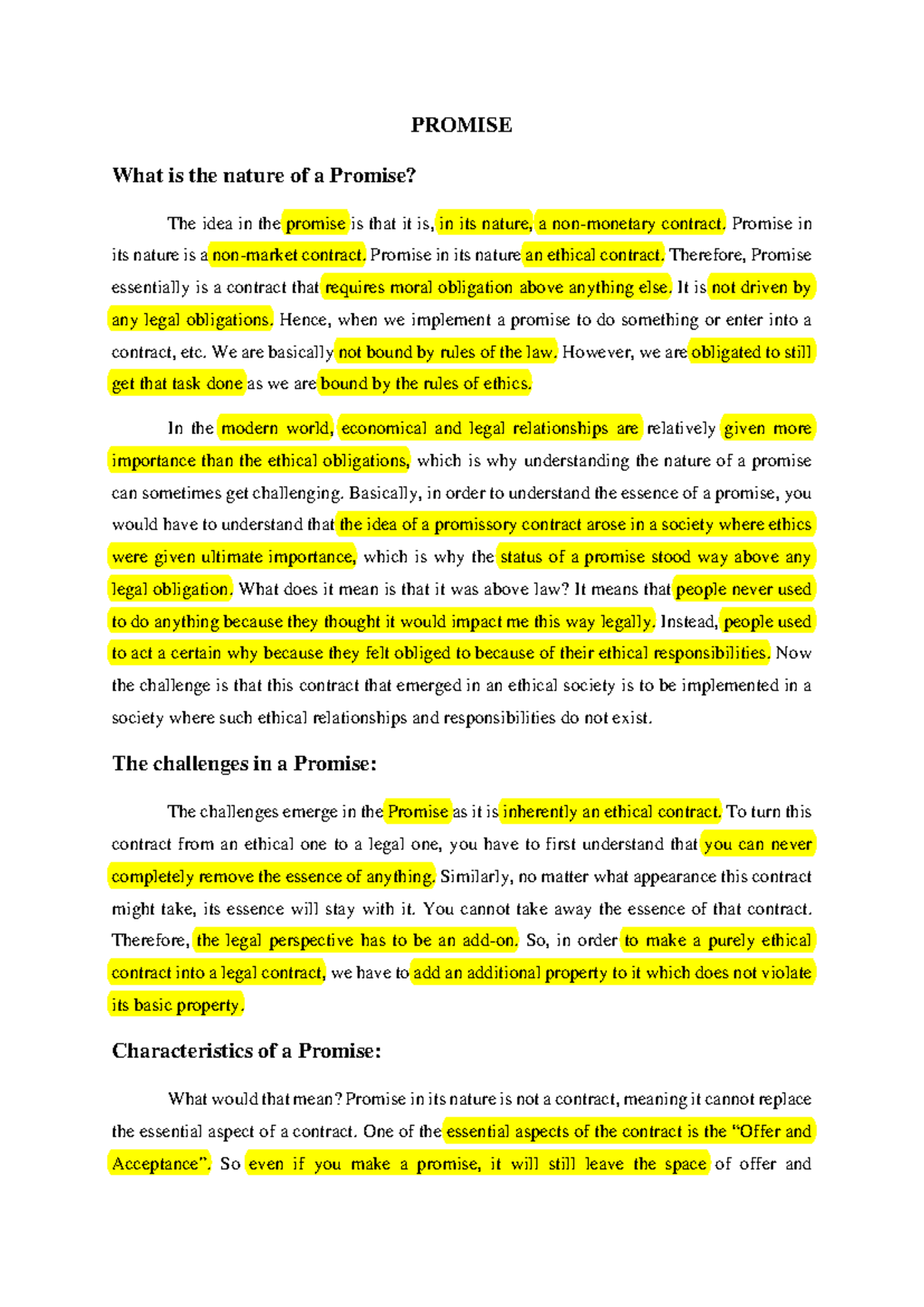 Promise - notes - PROMISE What is the nature of a Promise? The idea in ...