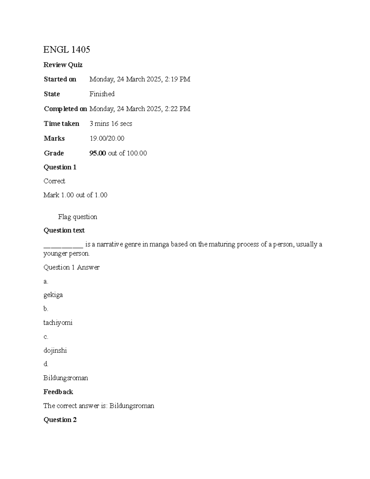 ENGL 1405 Final Review Quiz: Key Concepts and Answers - Studocu