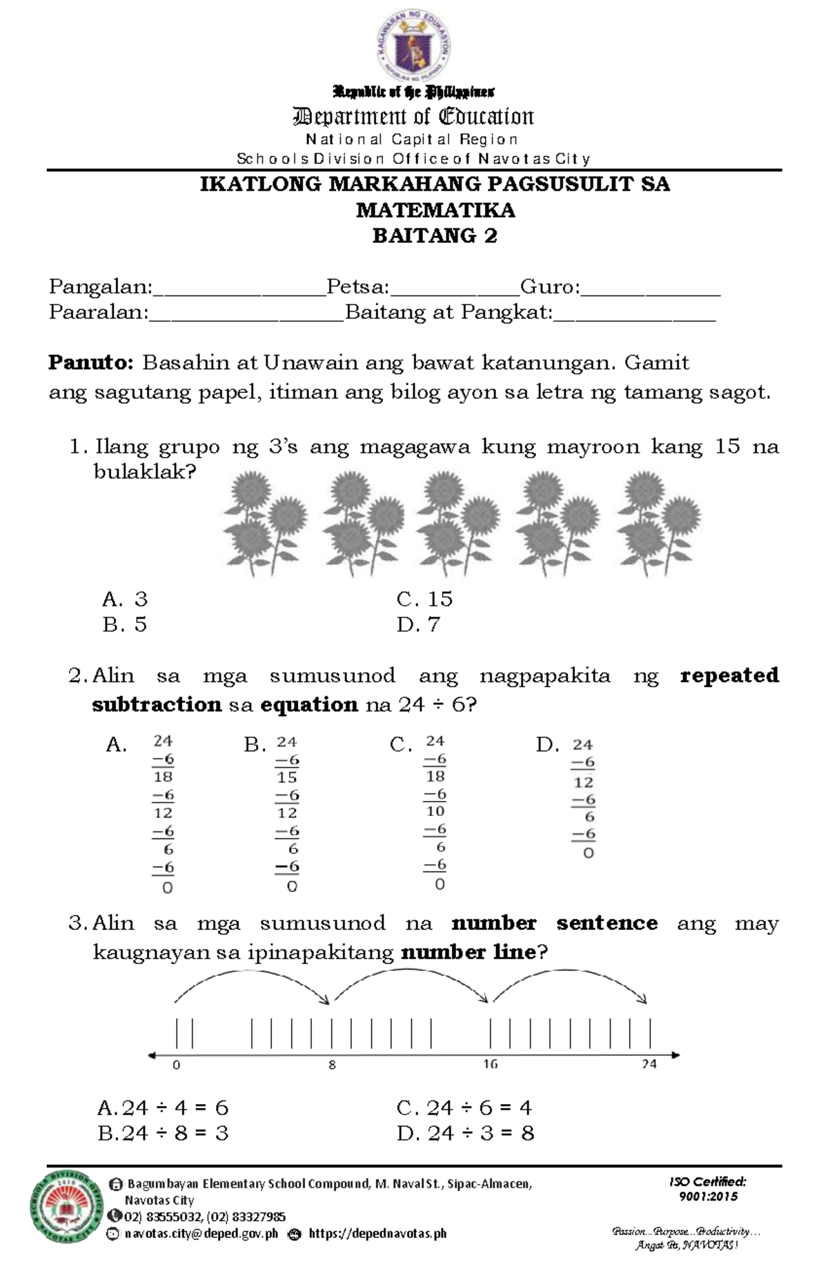Third-Quarter-Examination G2-Mathematics - Republic of the Philippines ...