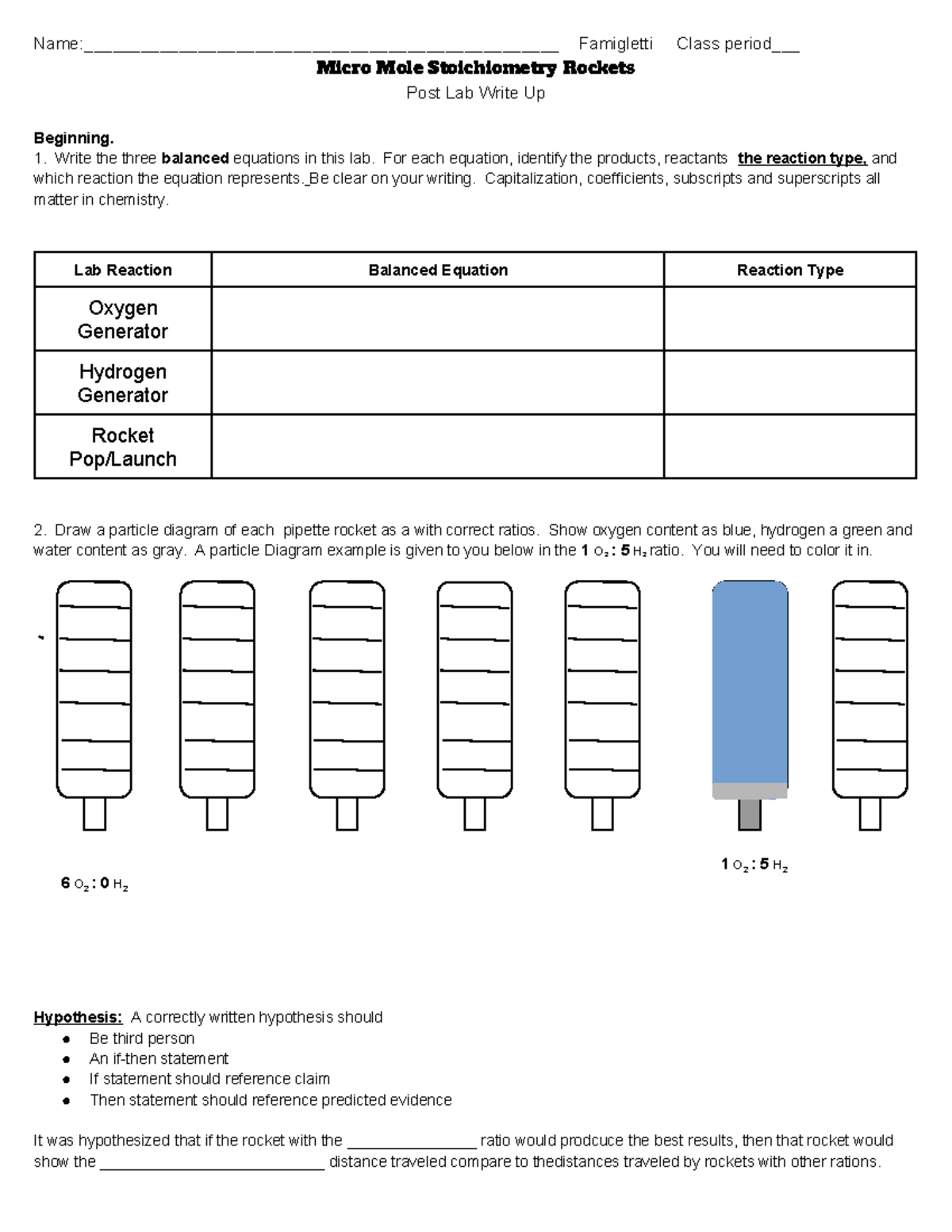Micro Mole Rockets Lab Report: Balancing Equations & Data Analysis ...
