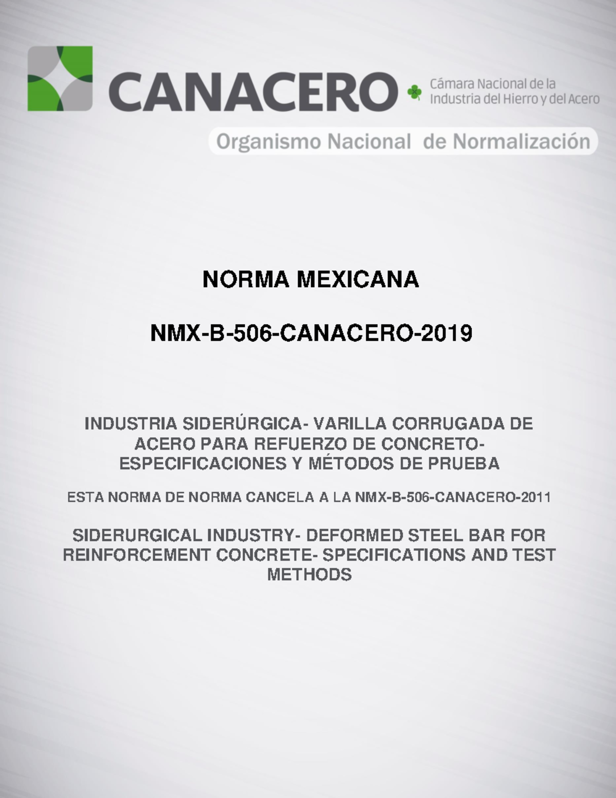 NMX-B-506-CANACERO-2019: Especificaciones y Métodos de Prueba - Studocu