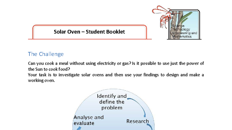 Solar Oven Project Booklet: Exploring Solar Cooking Techniques - Studocu