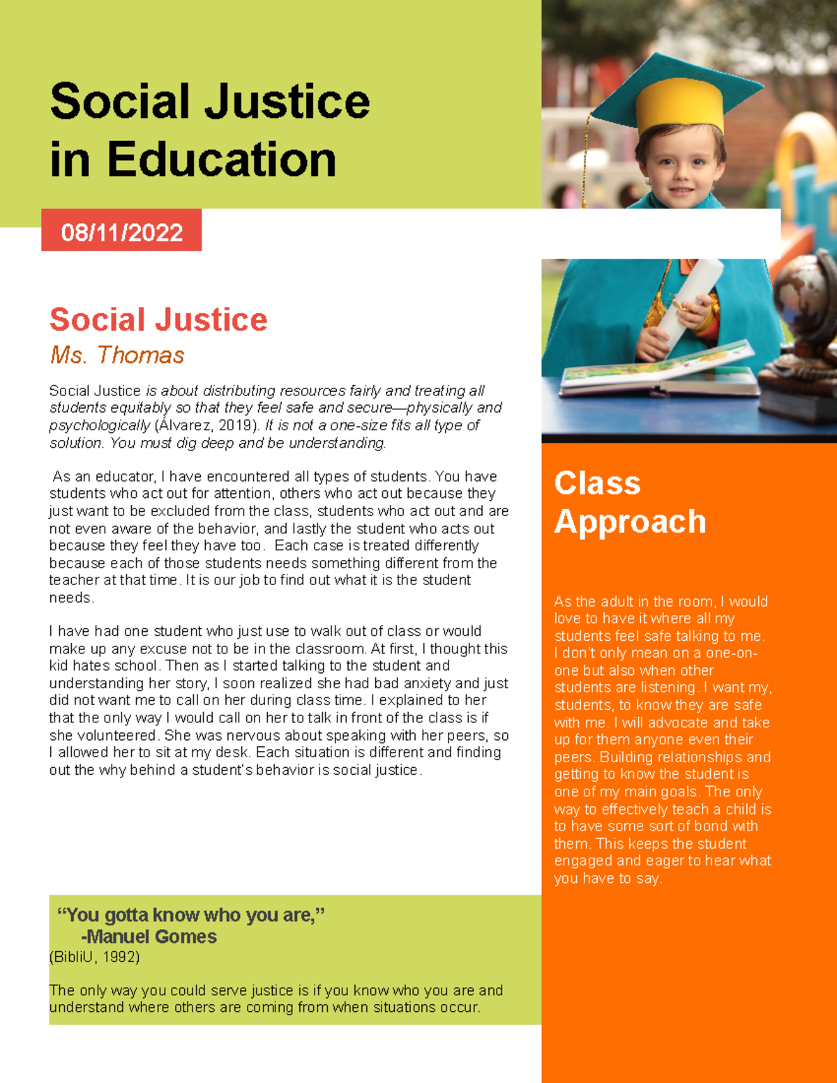 EDU330-DThomas WK 8 - Social Justice in Education Assignment - Studocu