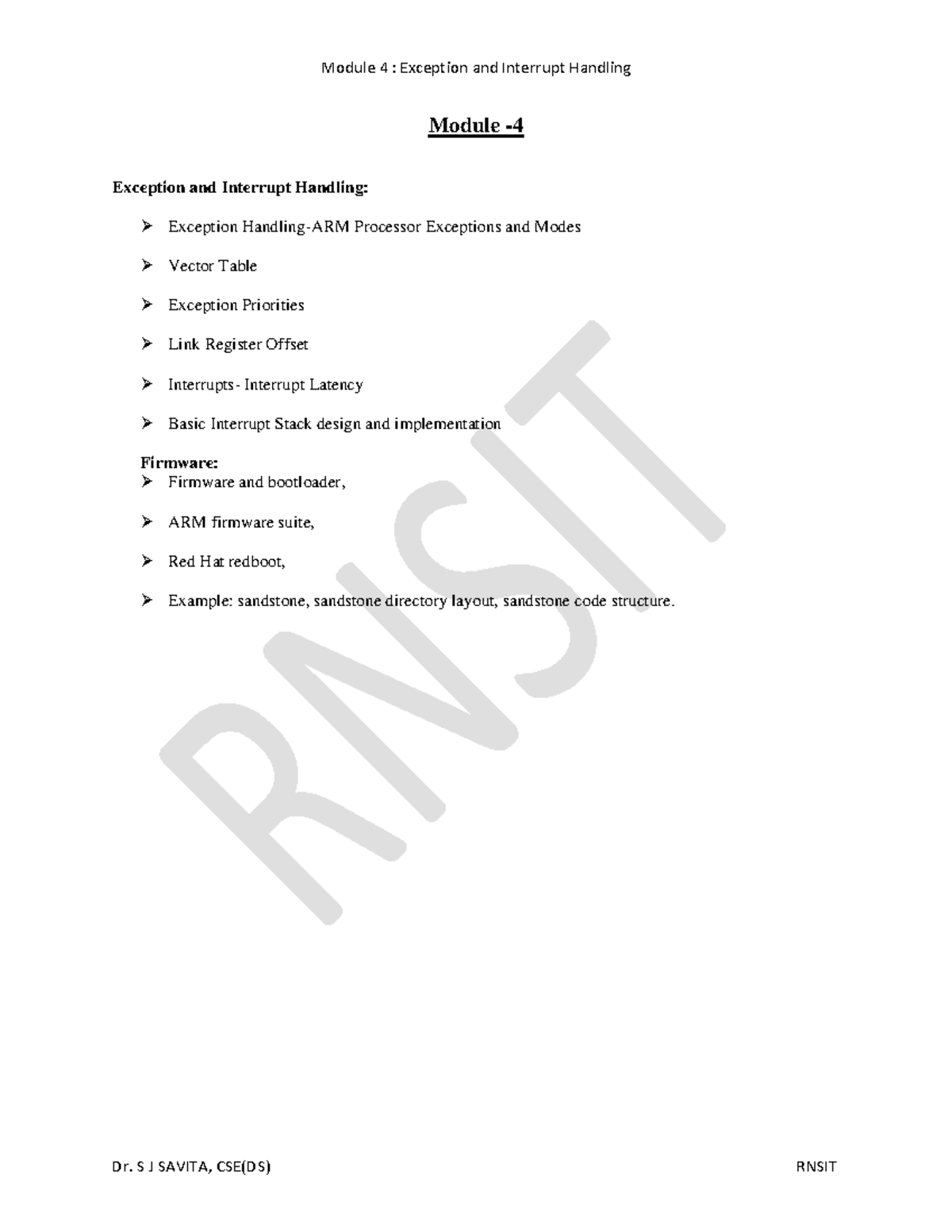 BCS402 - Module 4: Exception and Interrupt Handling Notes - Studocu