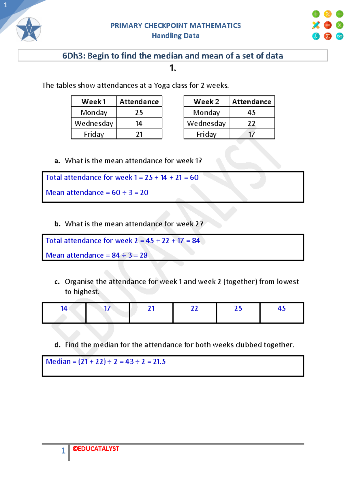 6Dh3: Primary Checkpoint Mathematics - Handling Data Analysis - Studocu