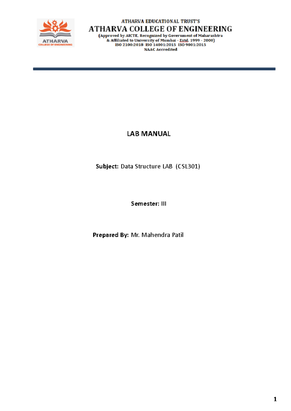 Data Structure LAB Manual 2023-2024.docx - LAB MANUAL Subject: Data ...