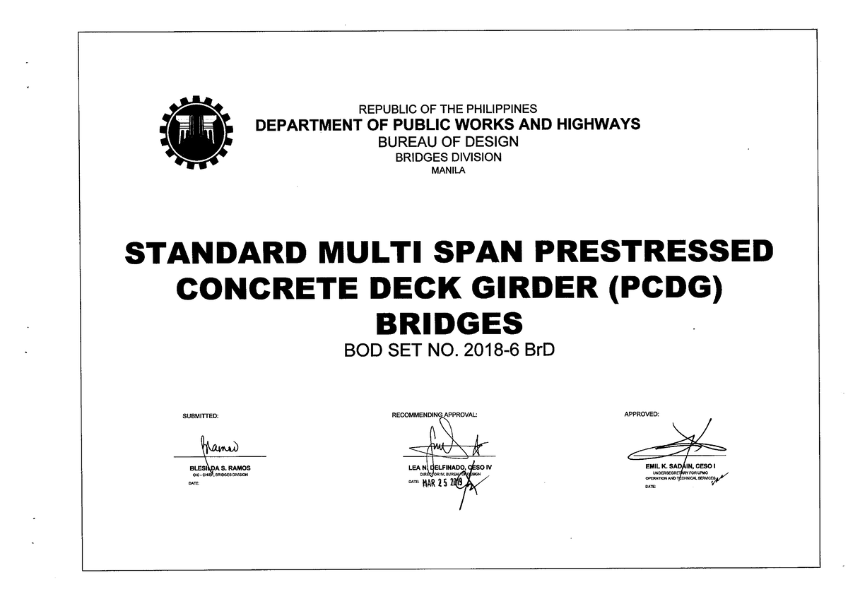 Multi Span PCDG Bridge: Standard Planning Guidelines - Studocu
