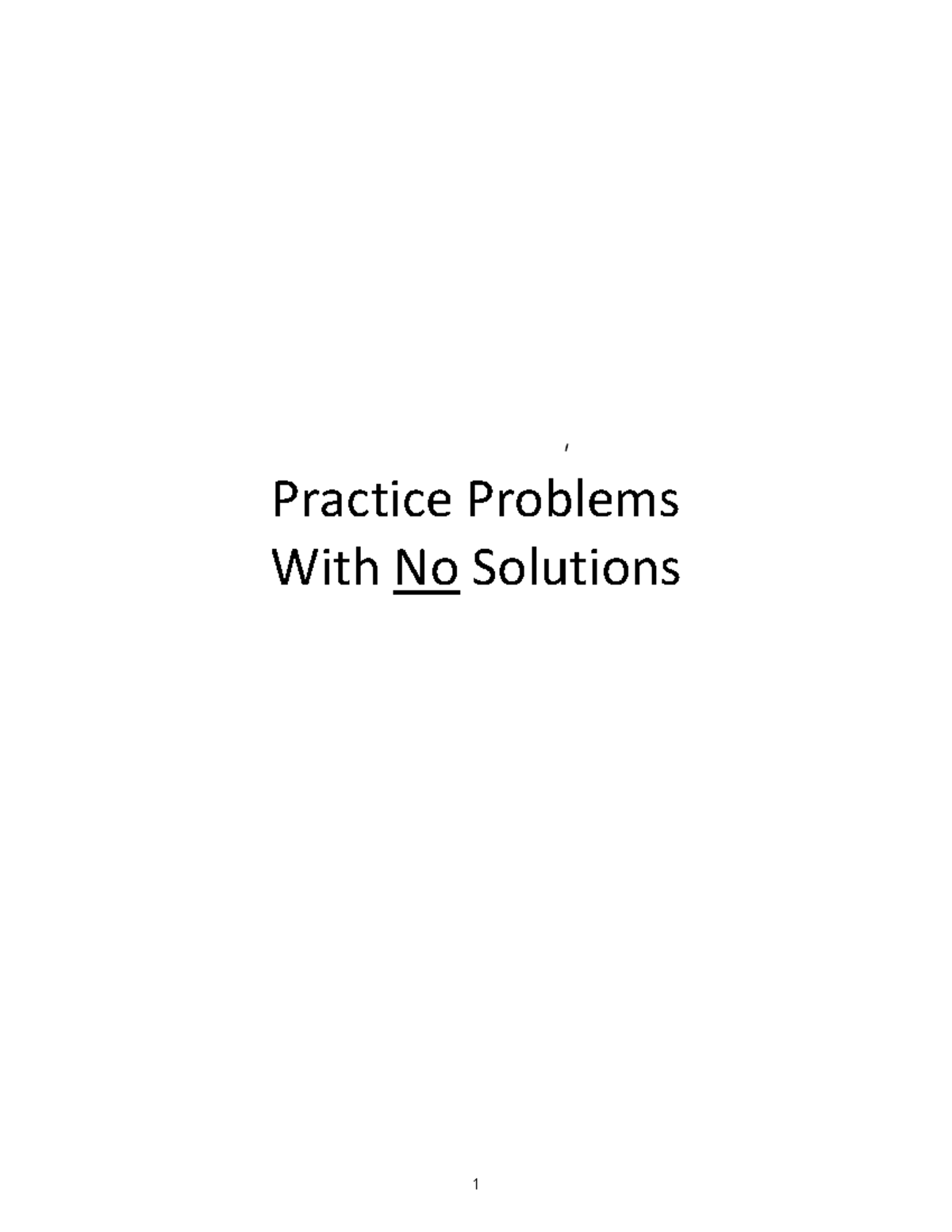 Week (1) Practice Problems - Practice Problems With No Solutions ...