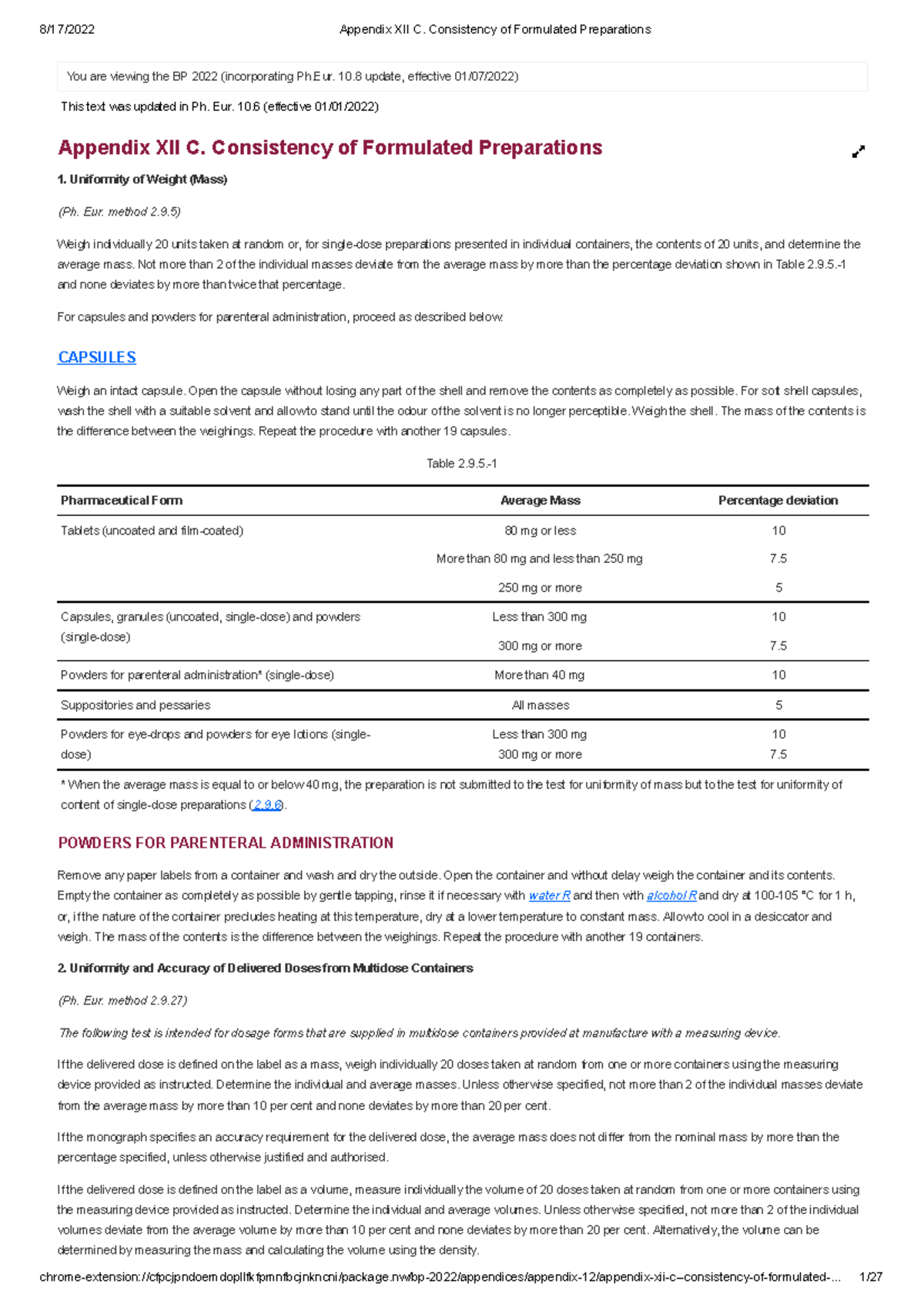 BP Appendix XII C. Consistency of Formulated Preparations - 8/17/2022 ...