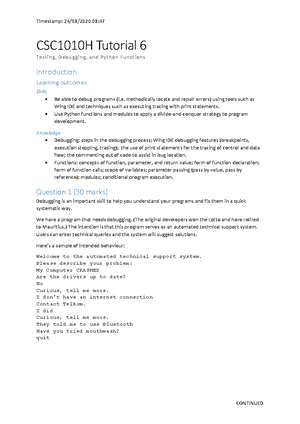 Assignment 1 - CSC1010H Tutorial 1 – Introduction to Computer Science Introduction This tutorial ...