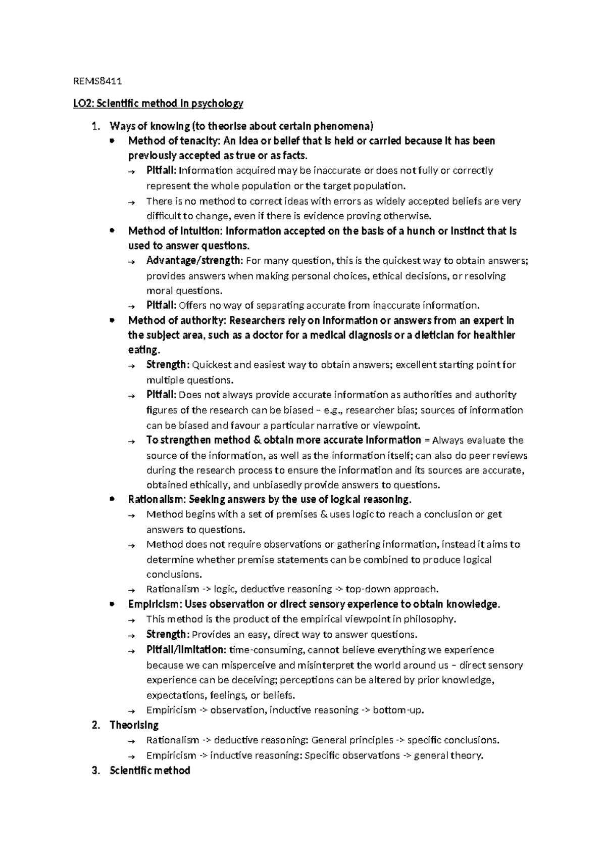 REMS8411 LO2: Overview of Scientific Methods in Psychology - Studocu
