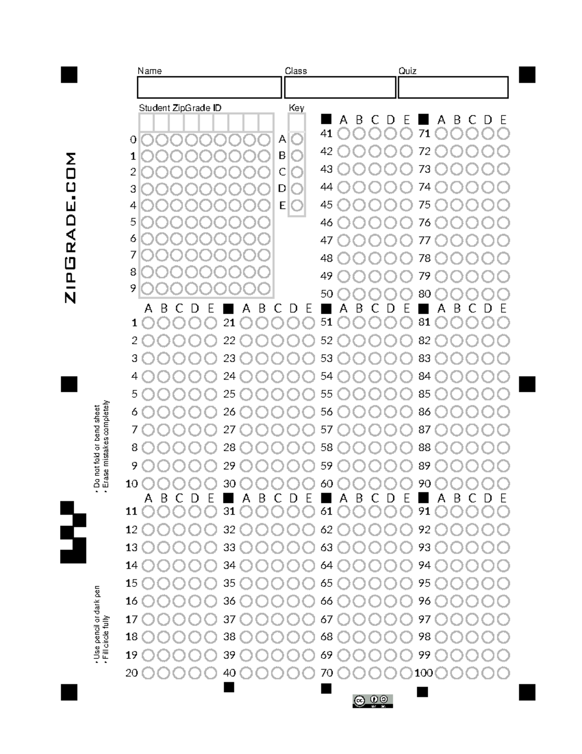 ZipGrade Quiz Answer Sheet Instructions and Key Guide - Studocu
