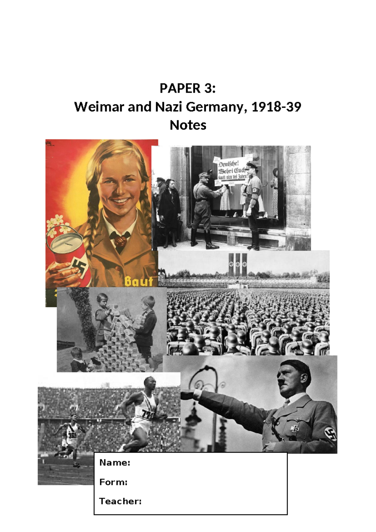 Weimar Germany Paper 3 Revision Notes (History GCSE) - Studocu